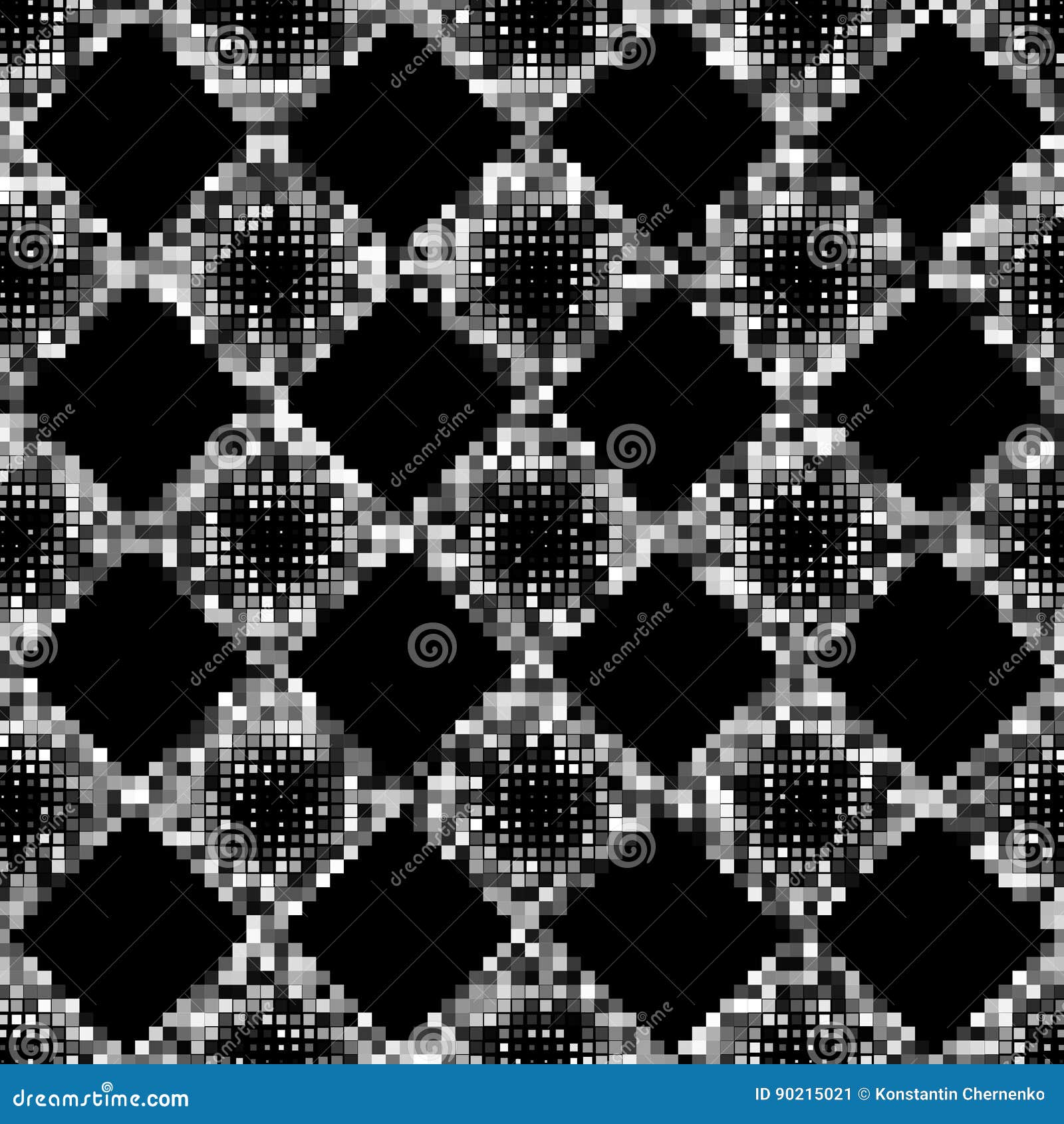 Black and White Square Pixel Mosaic Seamless Pattern. Stock Vector ...
