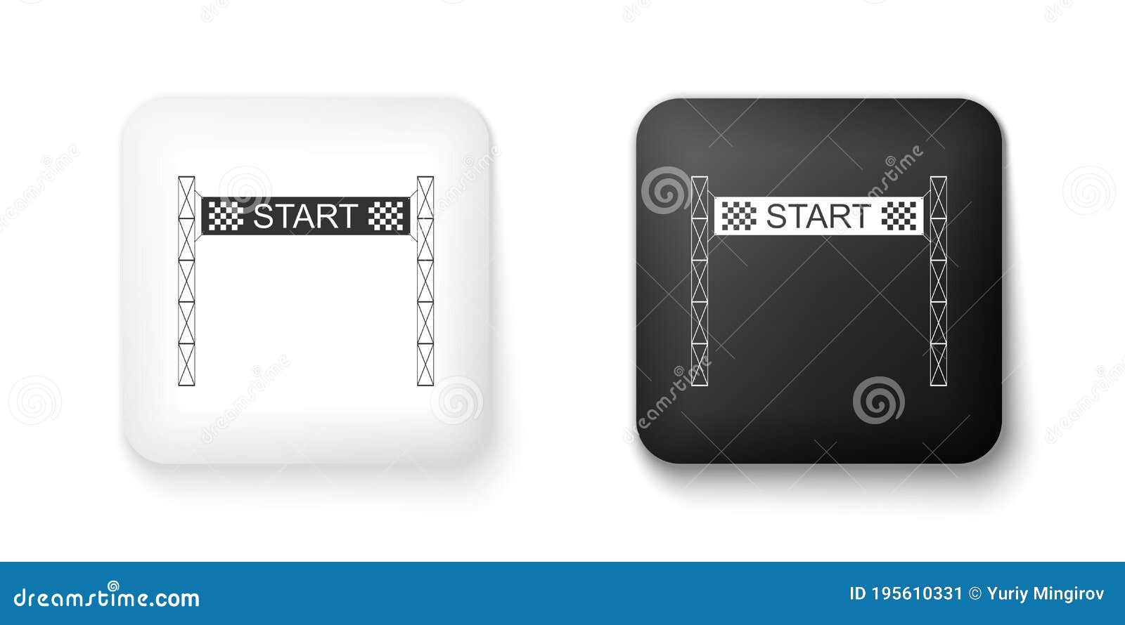 Black and White Starting Line Icon Isolated on White Background. Start ...