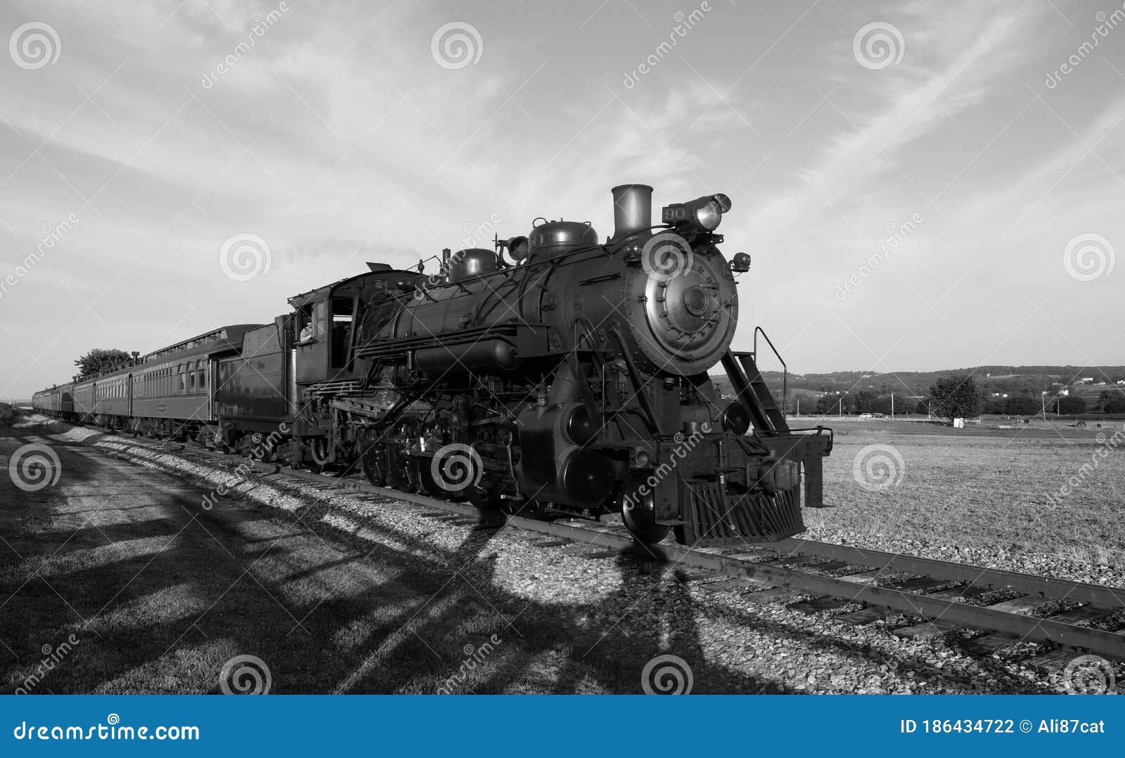 Black and White Steam Train Engine Stock Photo - Image of steam, clouds ...