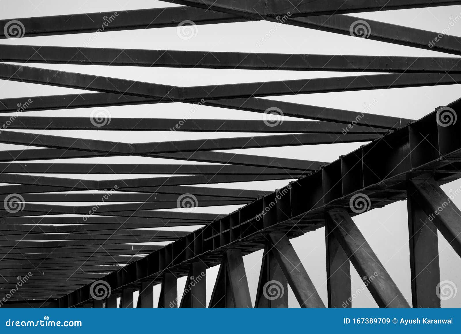 Black and White Steel Rail Bridge Stock Image - Image of clouds, adams ...