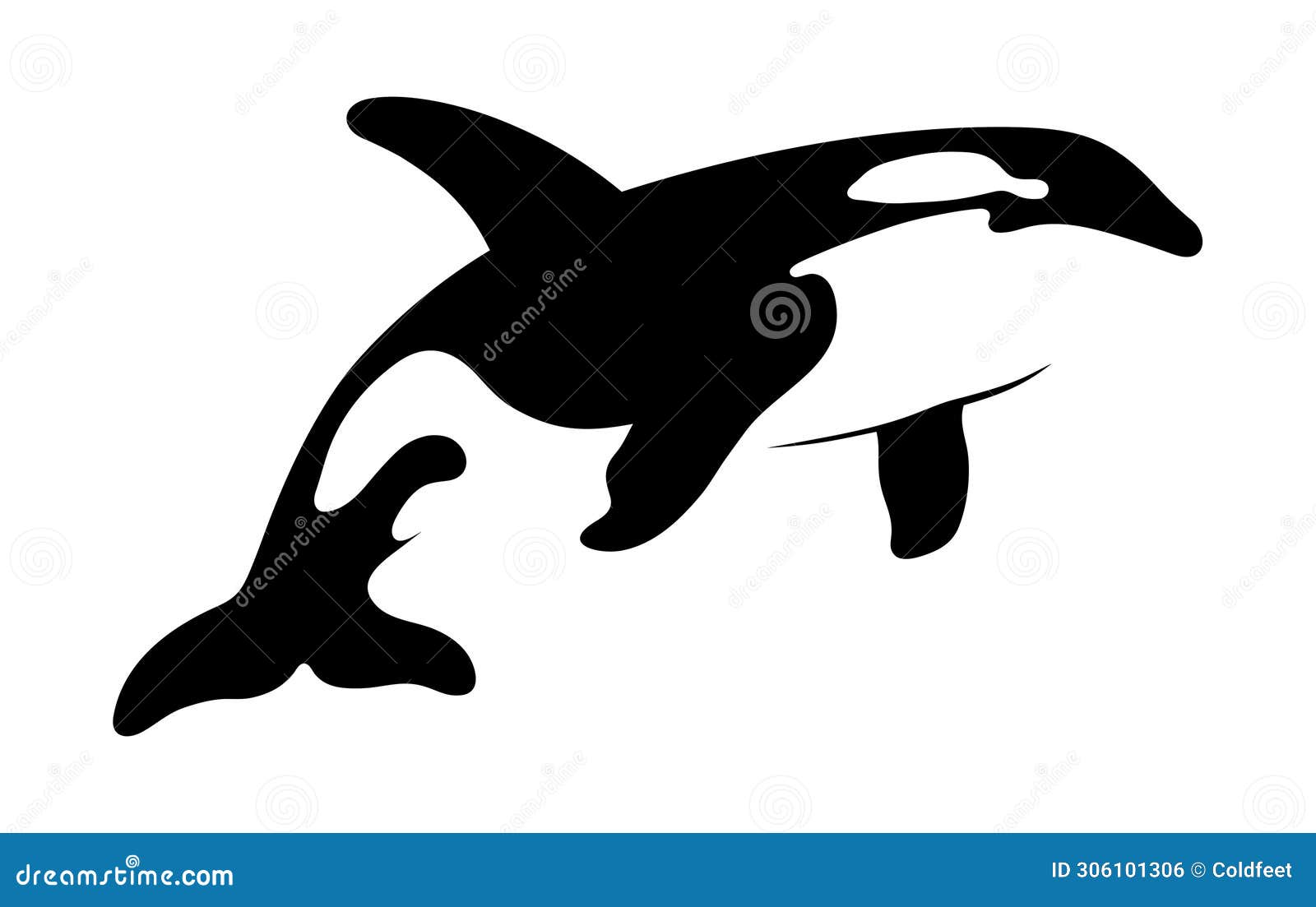 Black and White Stencil Silhouette of an Orca Stock Vector ...