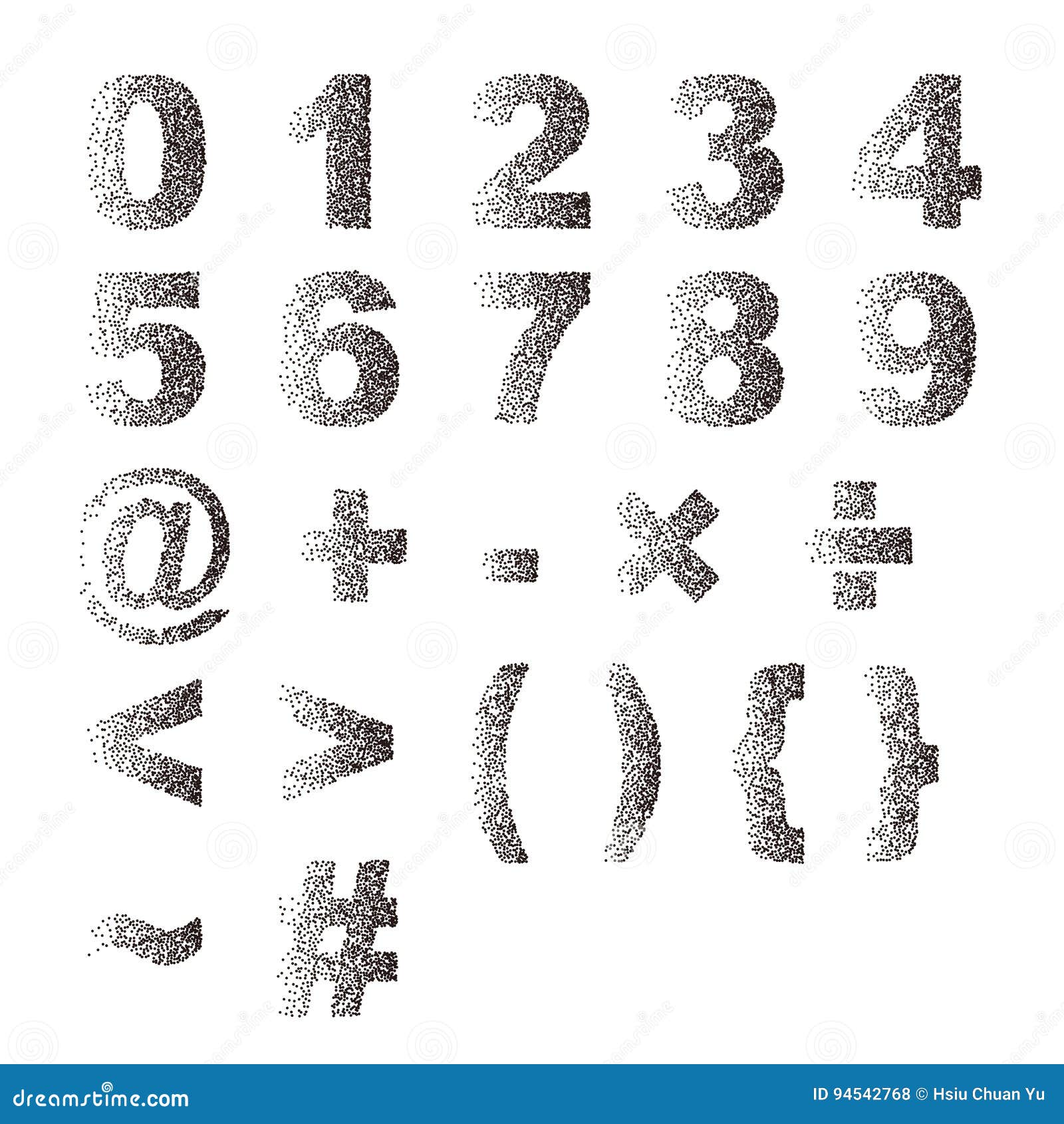 Black White Stipple Dots Texture Font Typographic Letters Number Stock ...