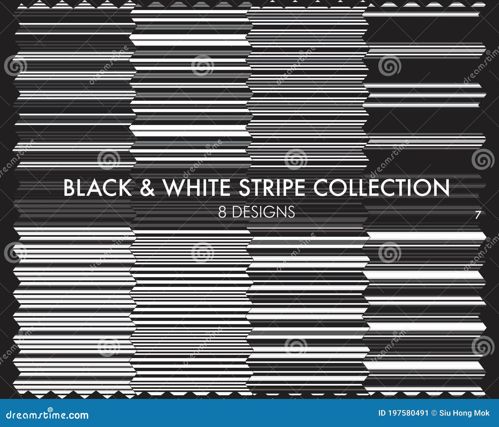 Black and White Stripe Seamless Pattern Collection Stock Vector ...