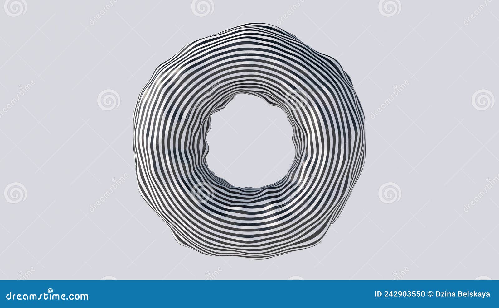 Black and White Striped Deformed Circle Shape. Abstract Illustration ...