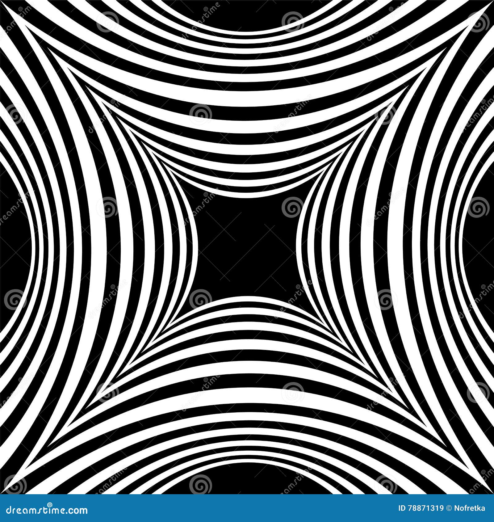 Black and White Striped Pattern of Concave Rectangle. Visual Volume ...