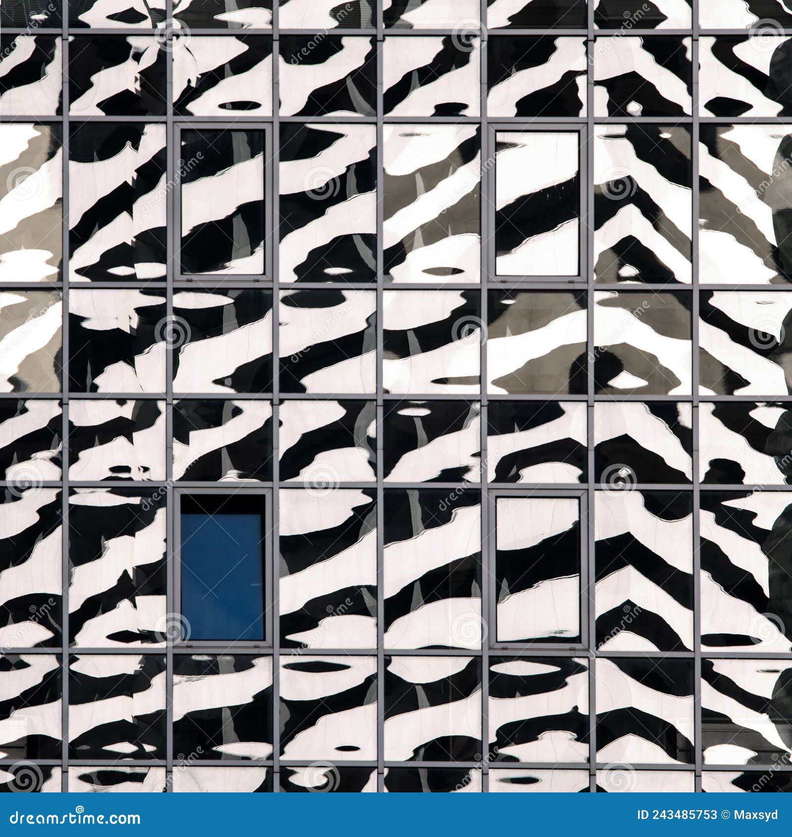 Black and White Striped Reflection on the Glass Facade Stock Image ...
