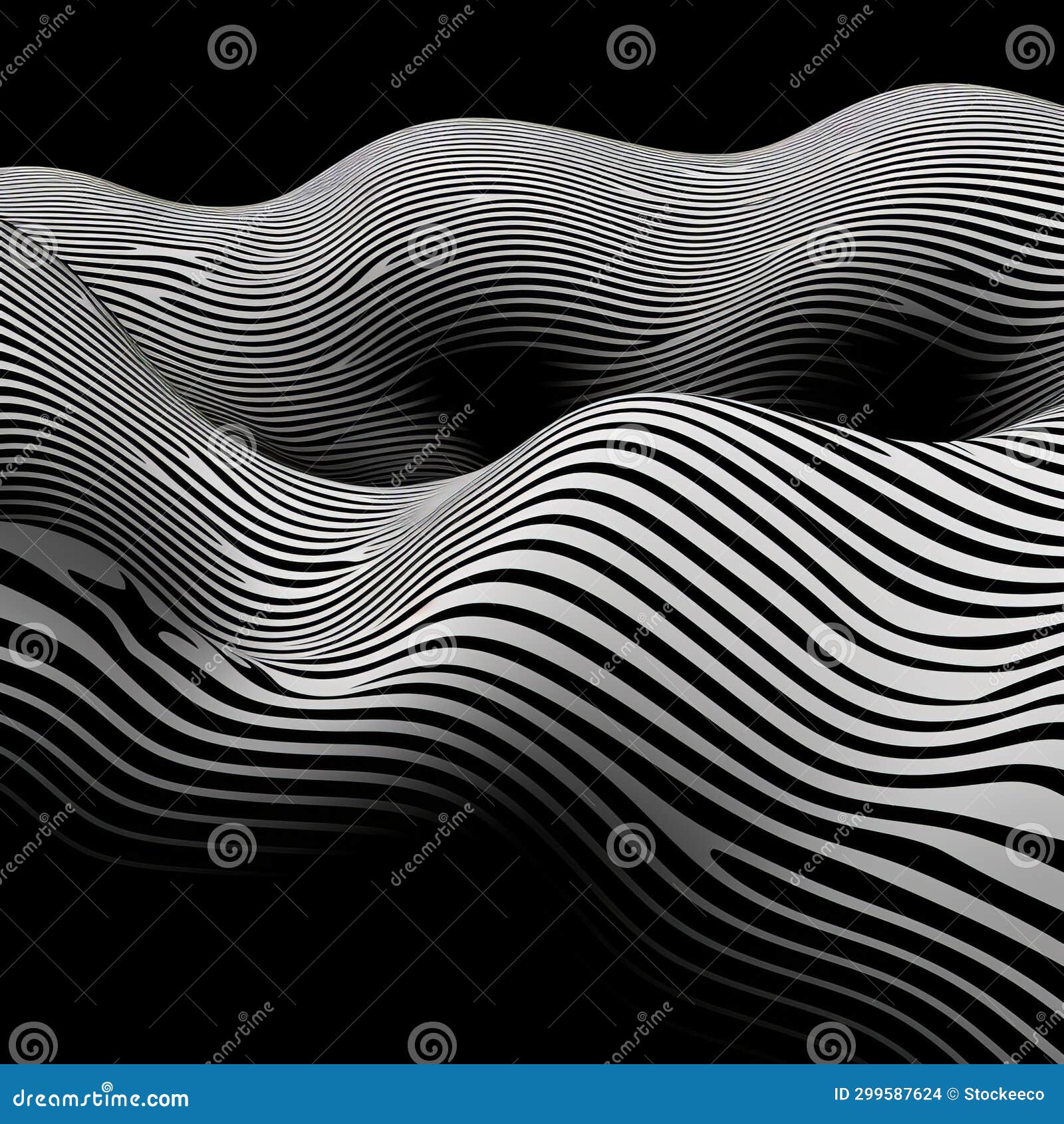 Black and White Striped Wave Abstract: a Cinematic Rendering of ...