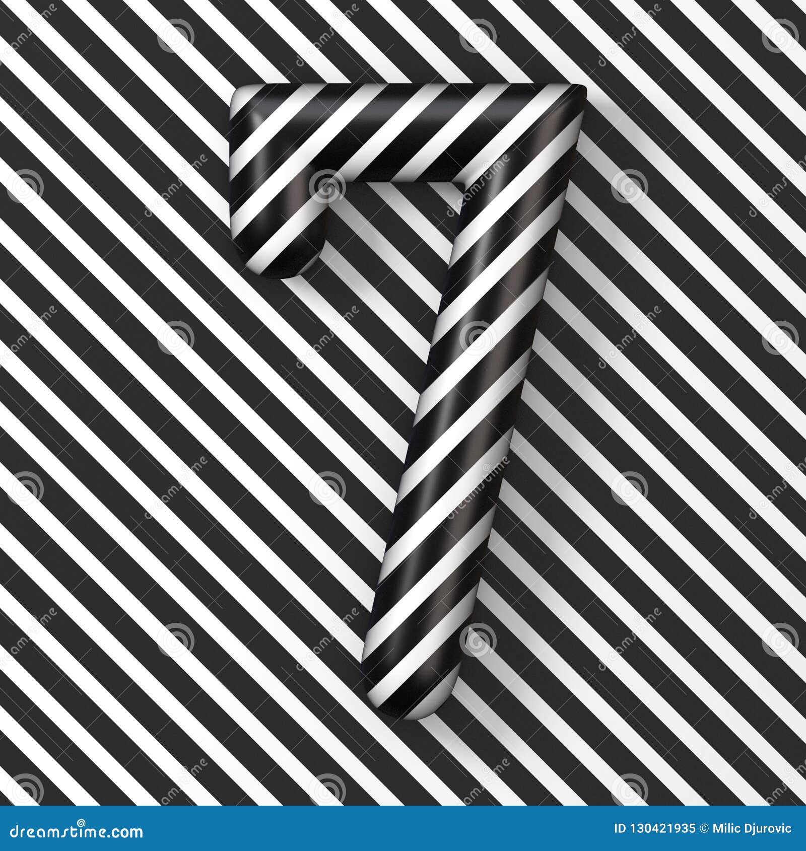 Black and White Stripes Number 7 SEVEN 3D Stock Illustration ...