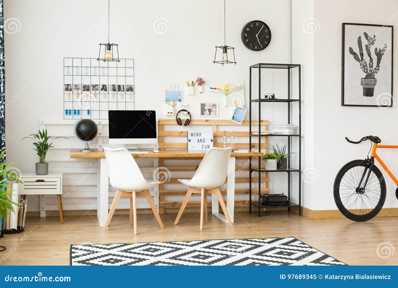 Studio Design with Modern Computer Stock Image - Image of carpet ...