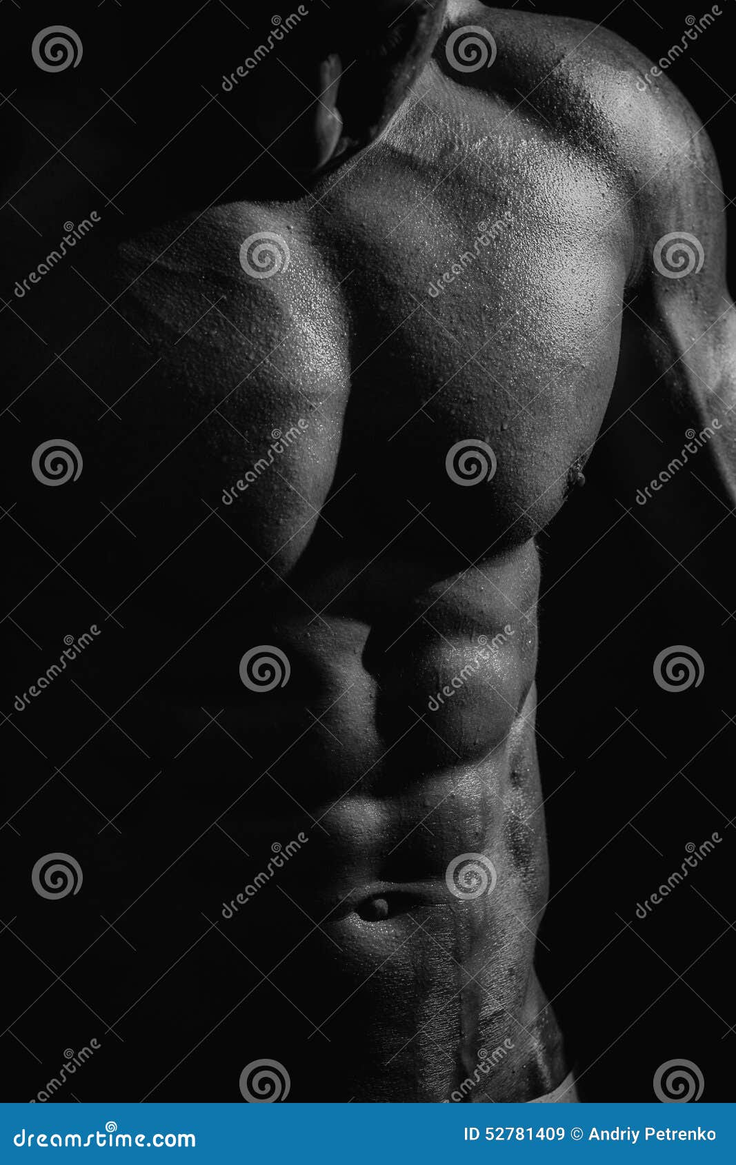 Black and White Studio Shoot of Strong Athletic Man Stock Image - Image ...