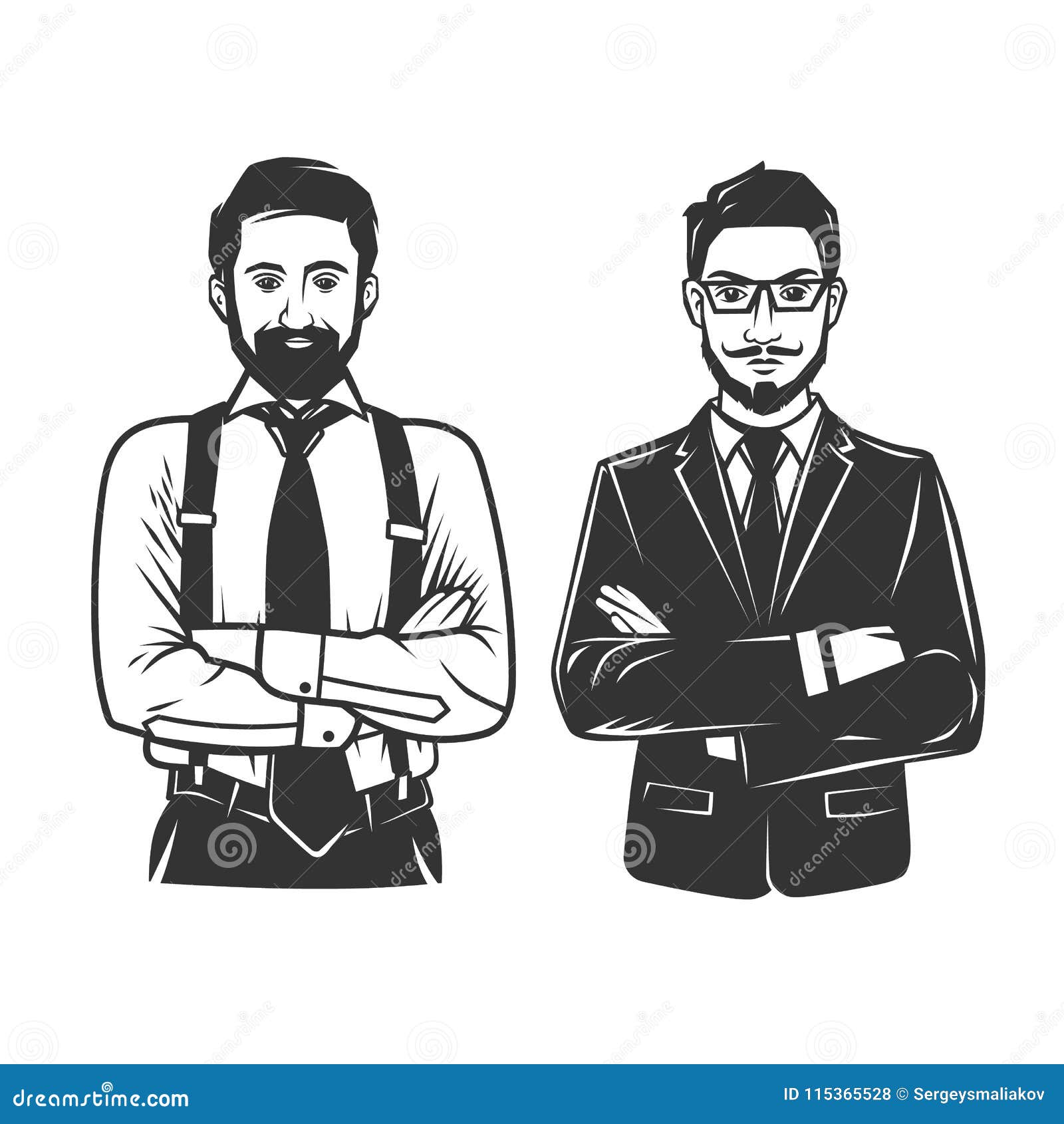 Black and White Stylish Man Logo Illustration. Stock Vector ...
