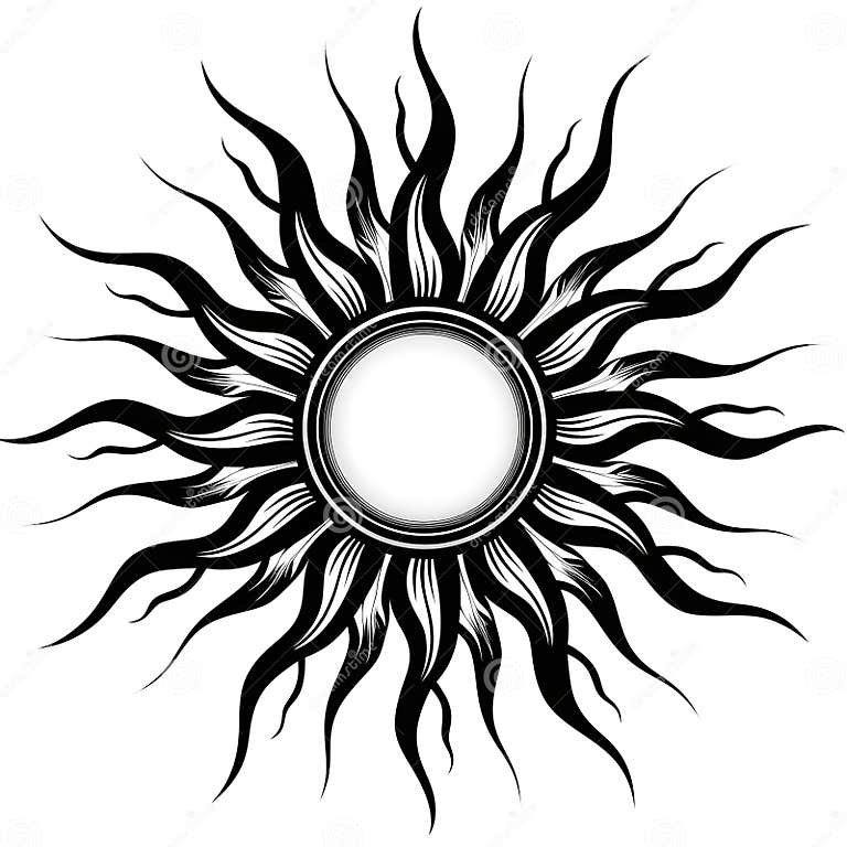 Black and White Sun Design stock illustration. Illustration of vintage ...