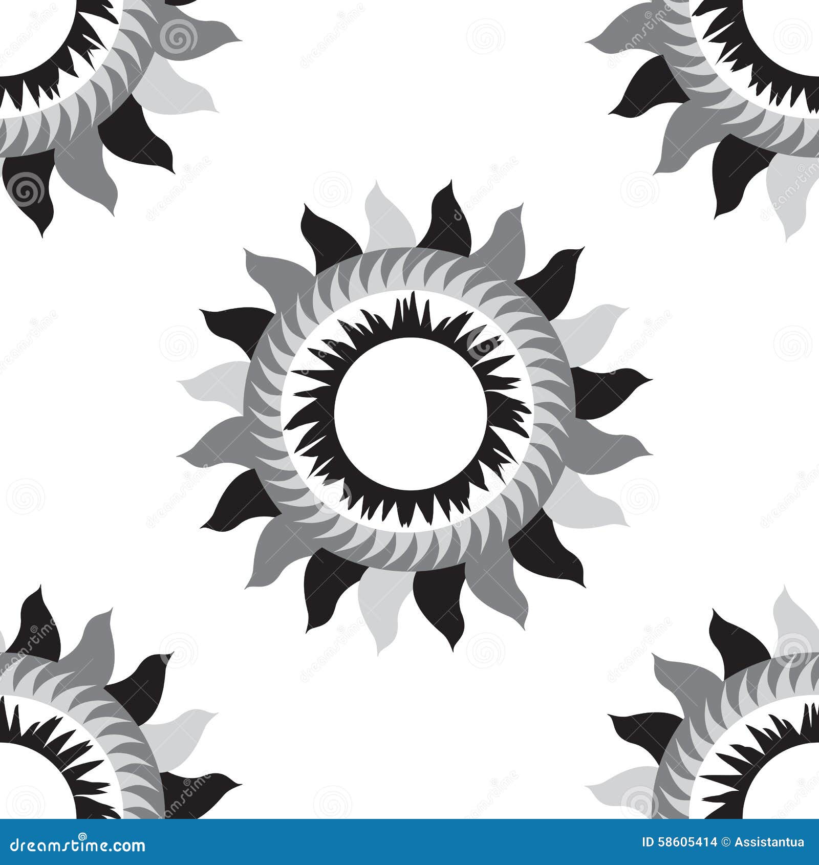 Black and White Sun Seamless Pattern Stock Vector - Illustration of ...