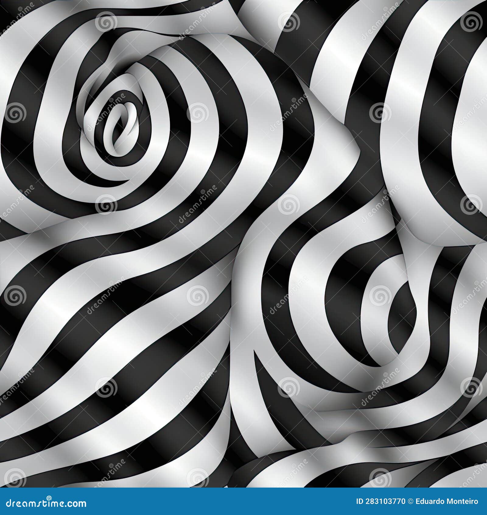 Black and White Swirling Pattern with Distorted Bodies and Metallic ...