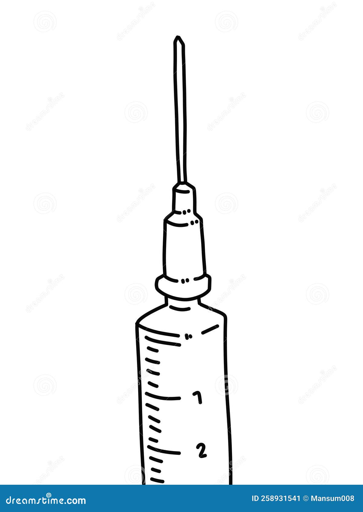 Black and White of Syringe Cartoon for Coloring Stock Illustration ...
