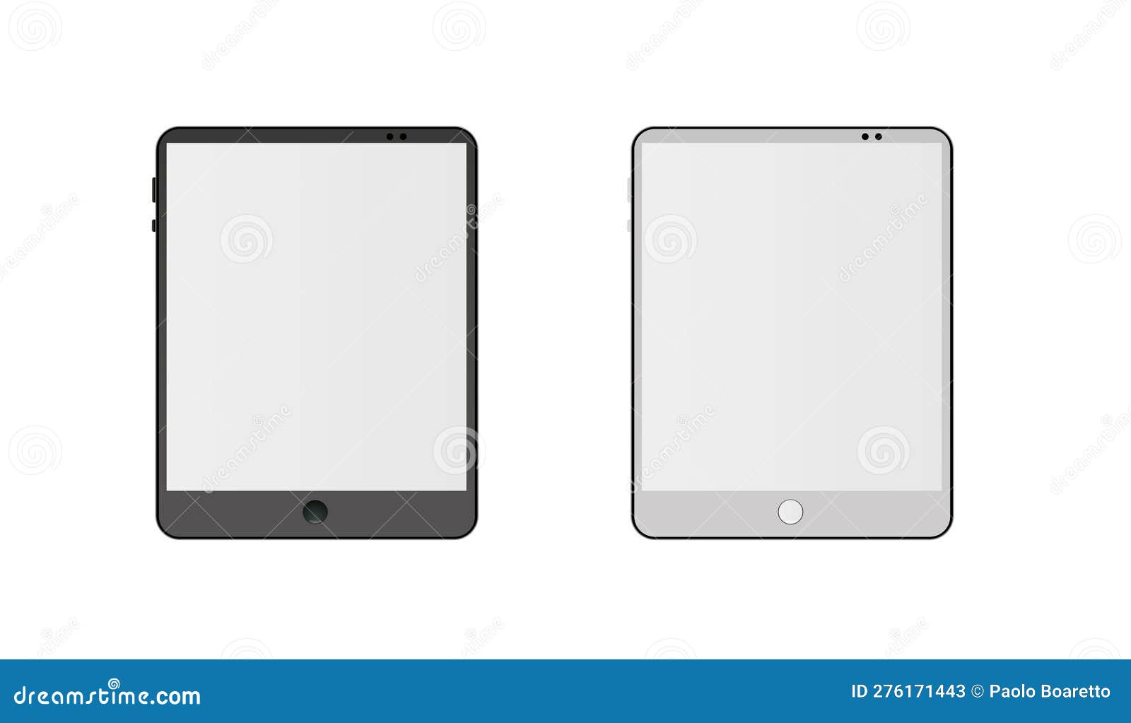 Black and White Tablet Computers Mockups with Blank Screens. Responsive ...