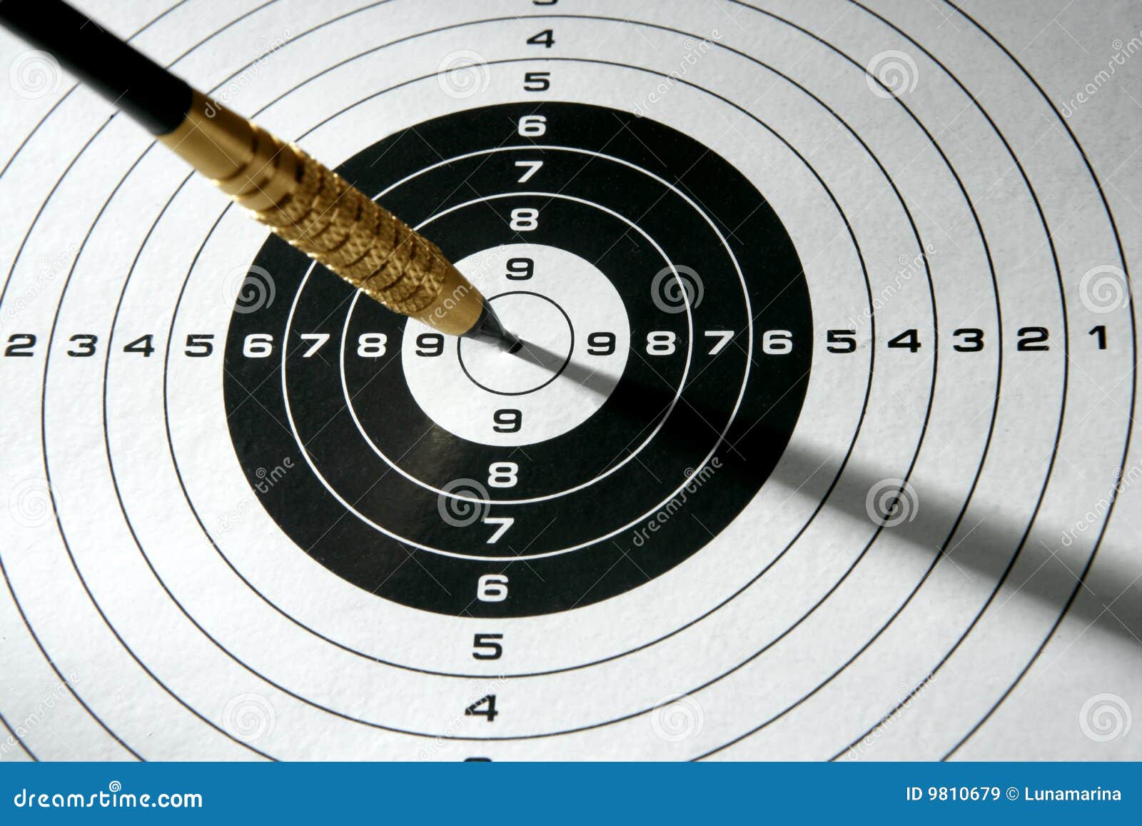 Black and White Target with Dart and Shadows Stock Image - Image of ...