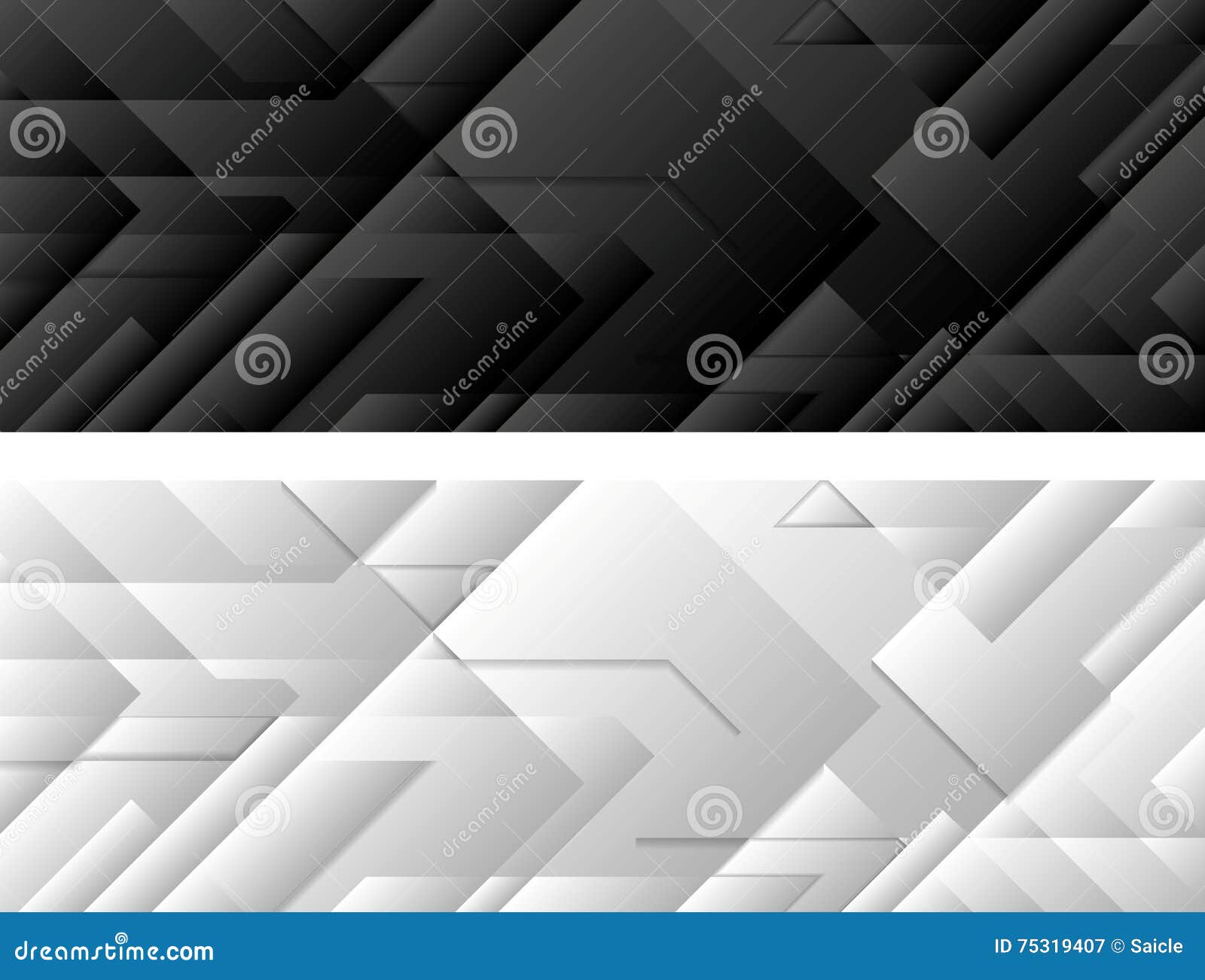 Black and White Tech Geometric Banners Stock Vector - Illustration of ...