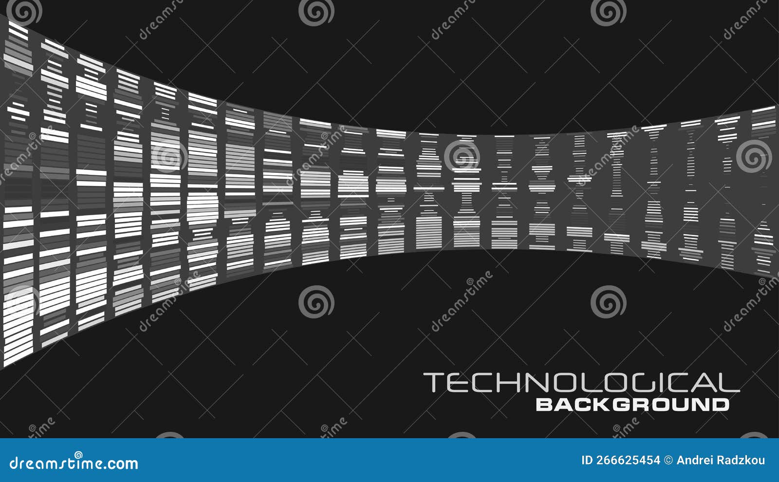 Black and White Technologic Background with Curved Line. Vector Graphic ...