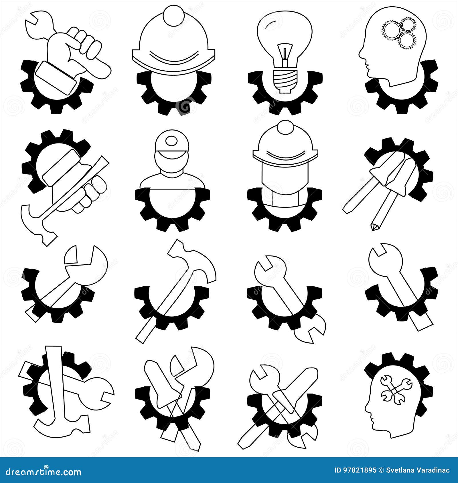 Black and White Technology Vector Icon Set Stock Vector - Illustration ...