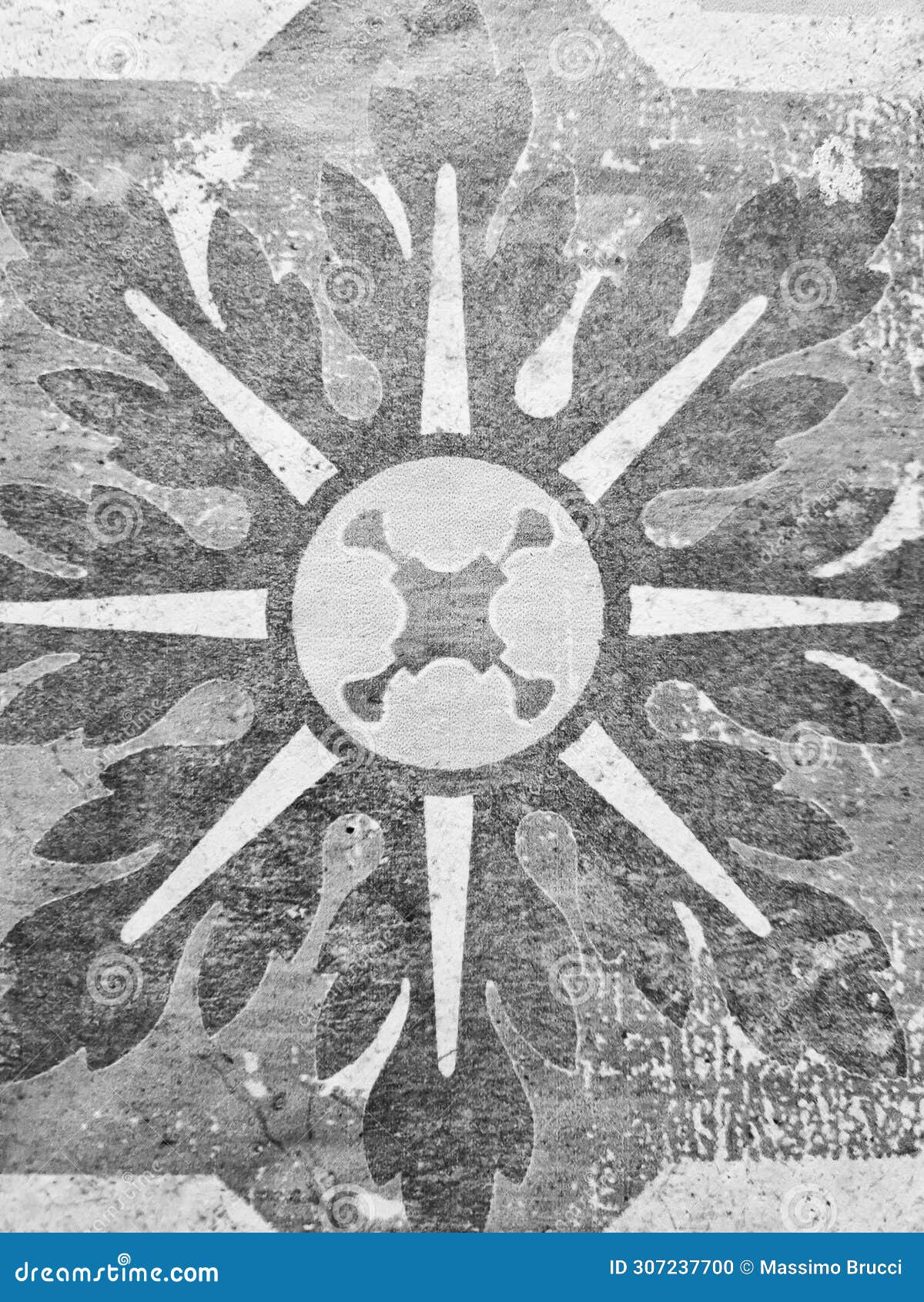 Black and White Texture of Ancient Floor Tile Stock Photo - Image of ...