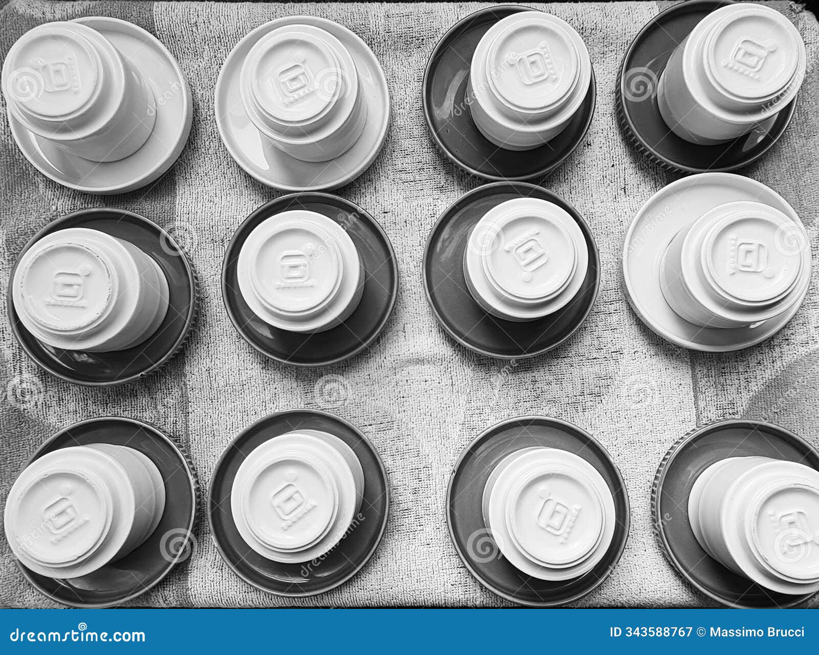 Black and White Texture of Vintage Coffee Cups and Saucers Stock Image ...
