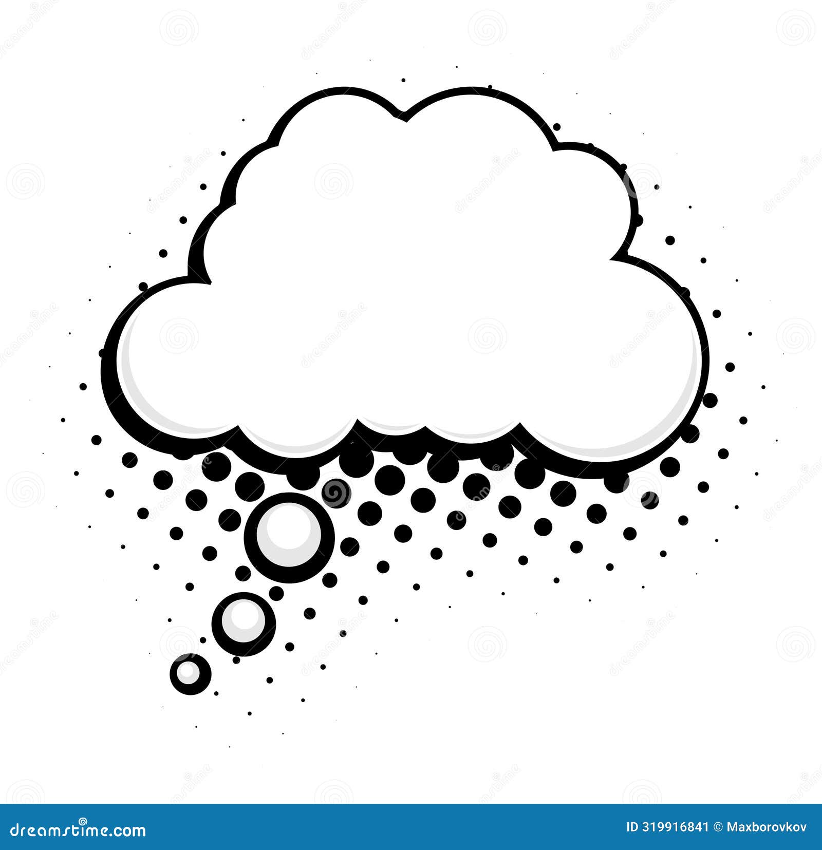 Comic Style Thought Cloud Bubble with Halftone Dots Stock Vector ...