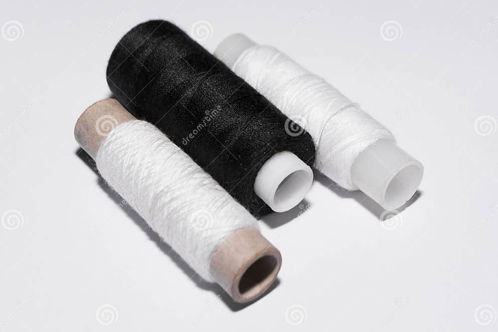 Black and white thread stock photo. Image of cotton - 153633586