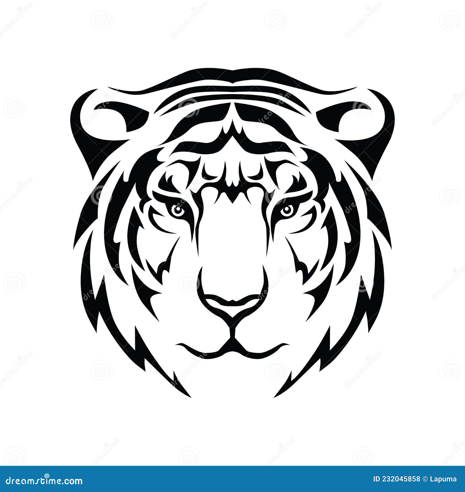 Black and White Tiger Head. Vector Symbol of the New Year Stock Vector ...