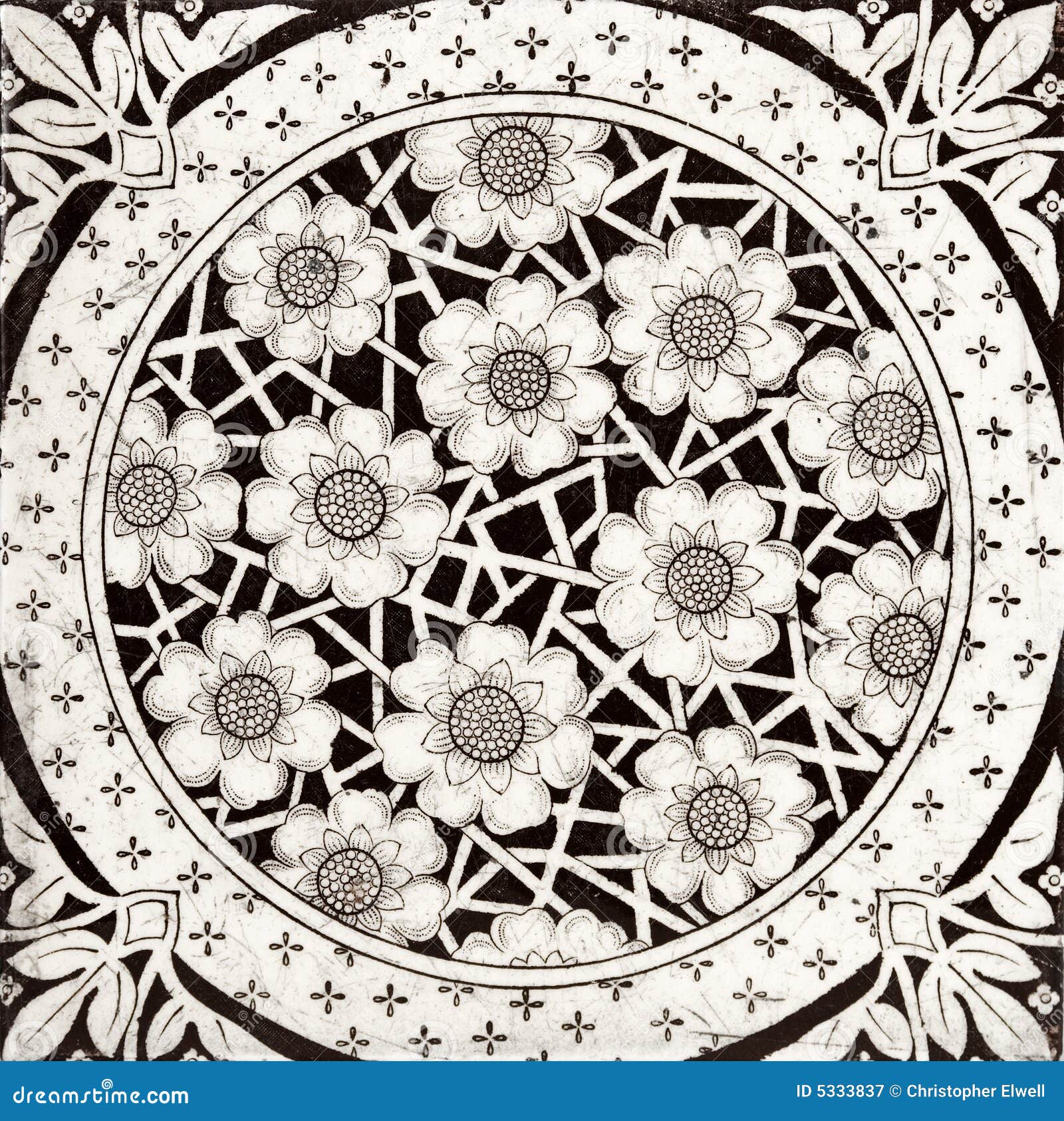 Black & White Tile stock image. Image of floral, decorative - 5333837