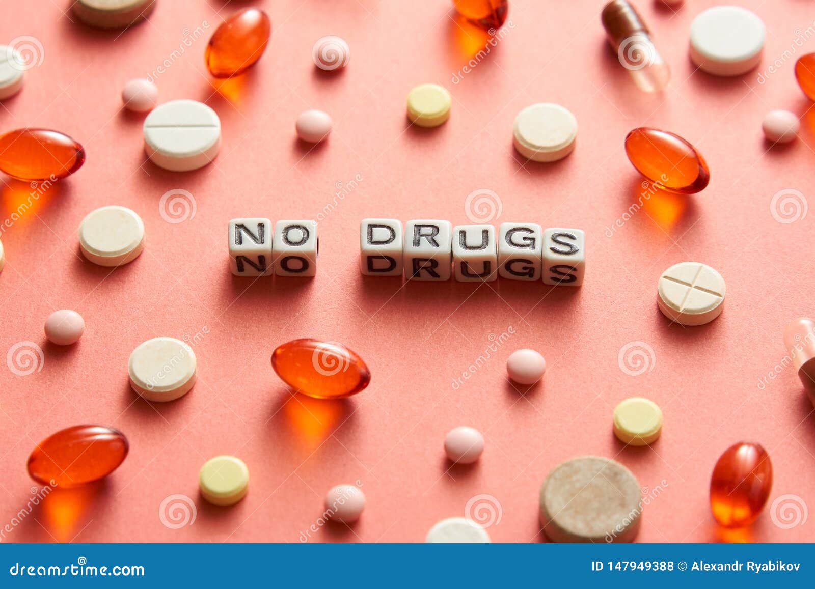 Black And White Title NO DRUGS From White Cubes On The Table With ...