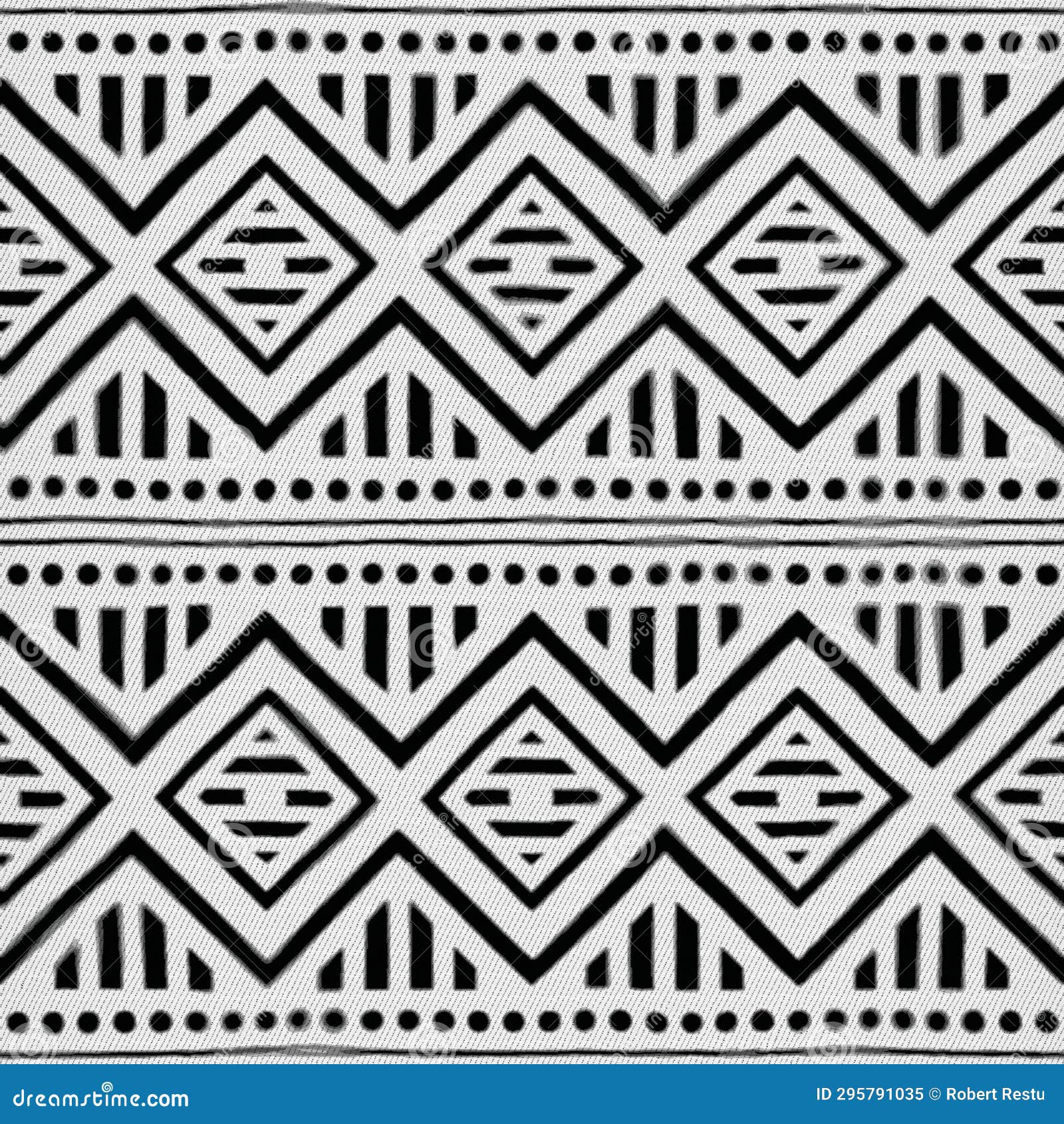 Black and White Traditional Ethnic Pattern Fabric Stock Illustration ...