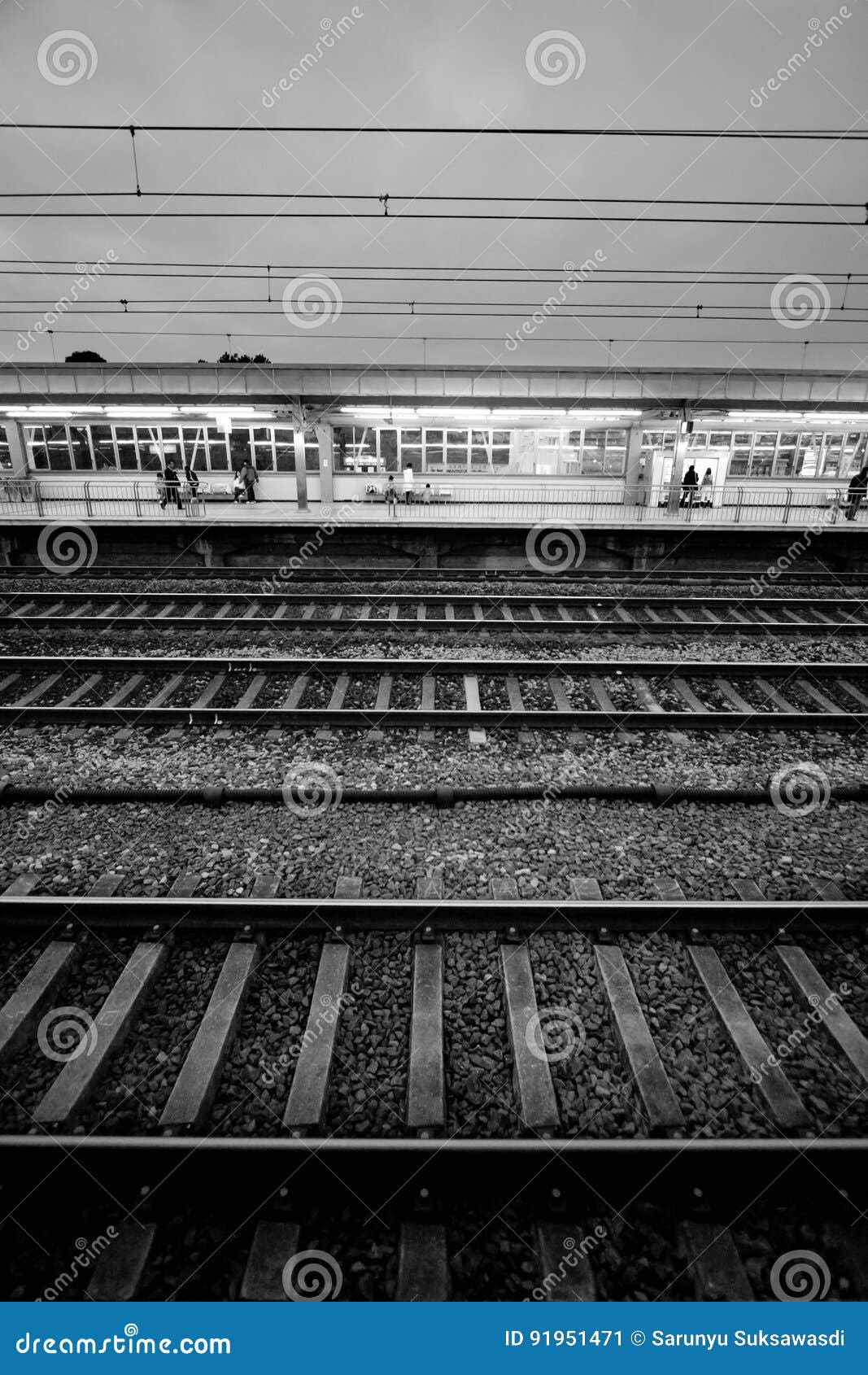 Black and White of Train Platform Stock Image - Image of tourism ...