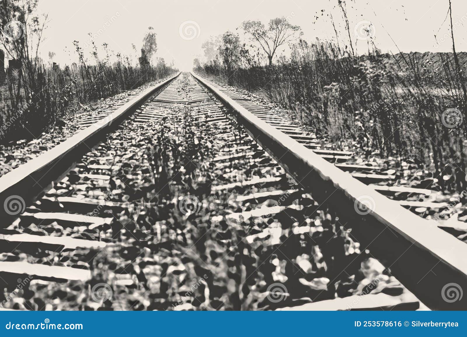 Black and White Train Tracks Stock Photo - Image of train, monochrome ...