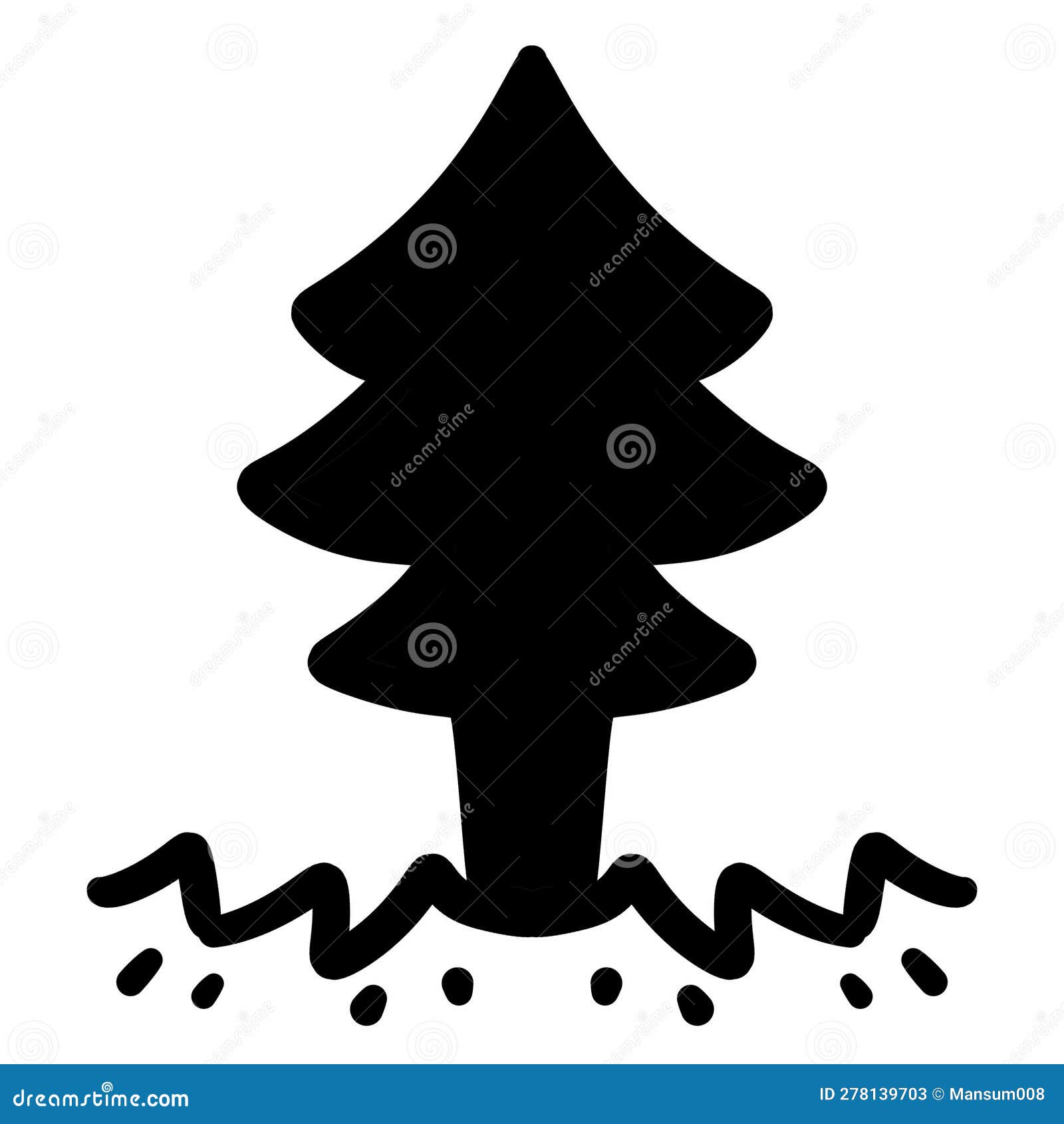 Black and White of Tree Cartoon Stock Illustration - Illustration of ...