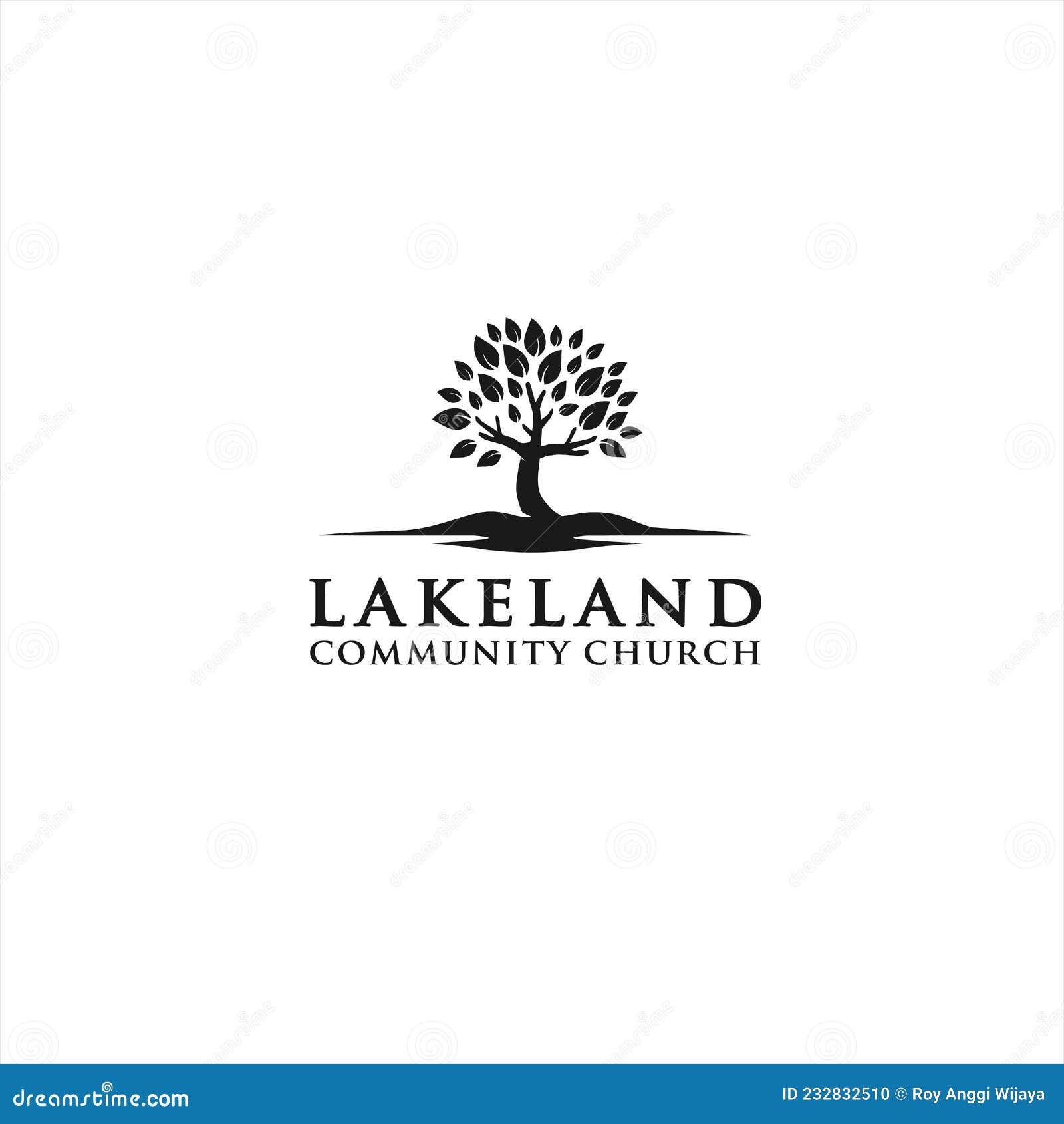 Oak tree Cross Logo Design stock vector. Illustration of cathedral ...