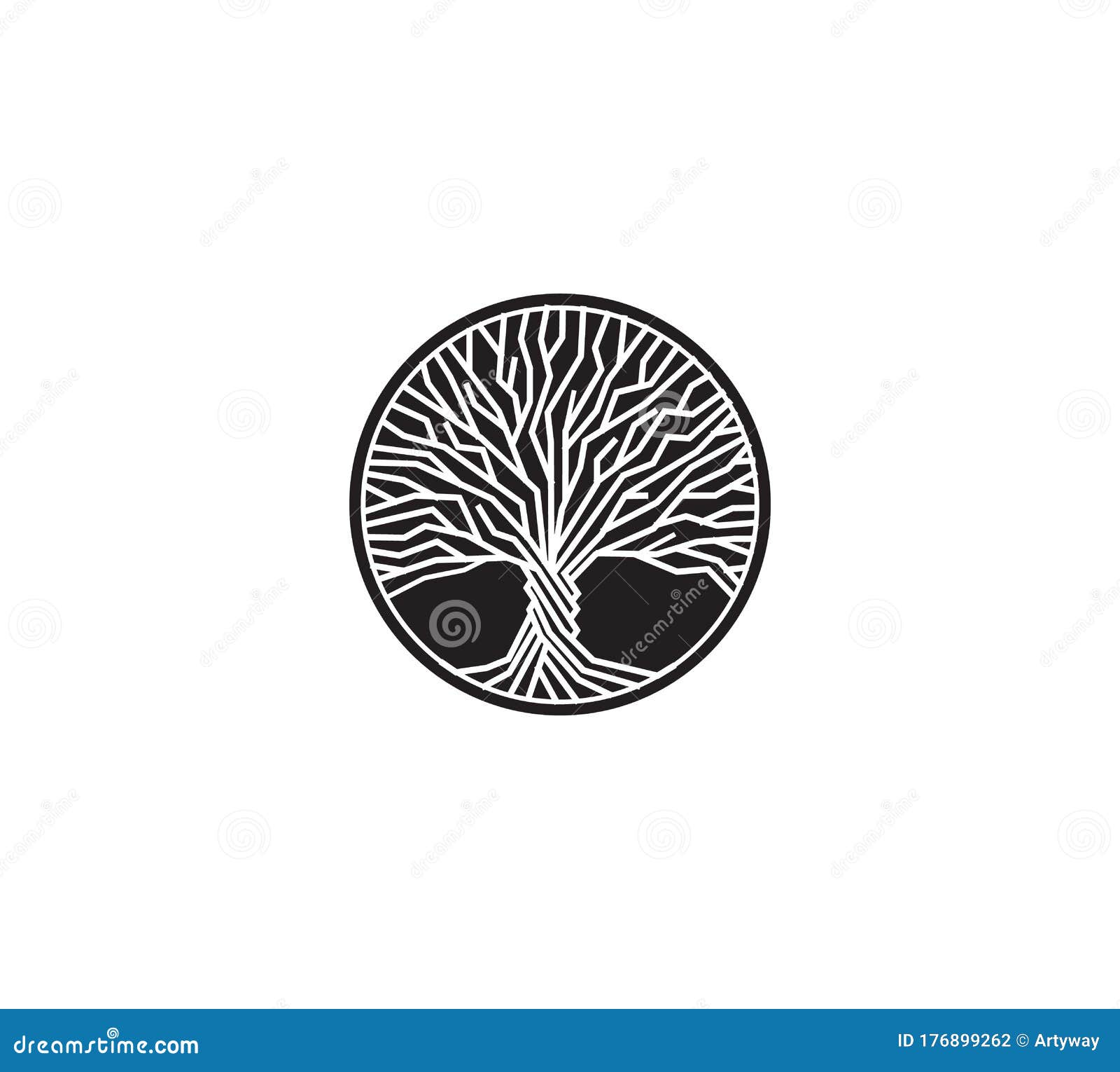Black and White Tree Isolated Vector Logo. Knowledge Symbol.Round ...