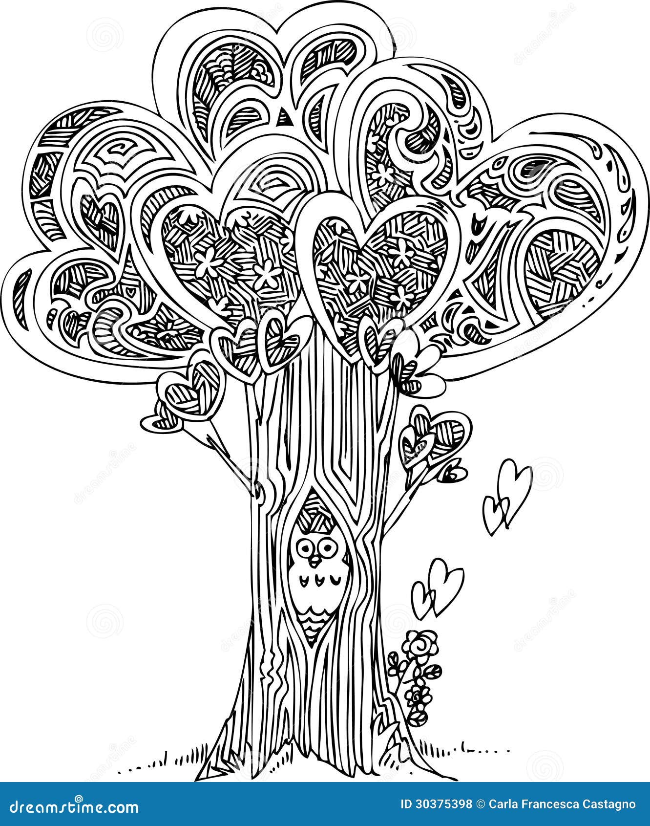 Coloring tree of love stock vector. Illustration of tree - 30375398