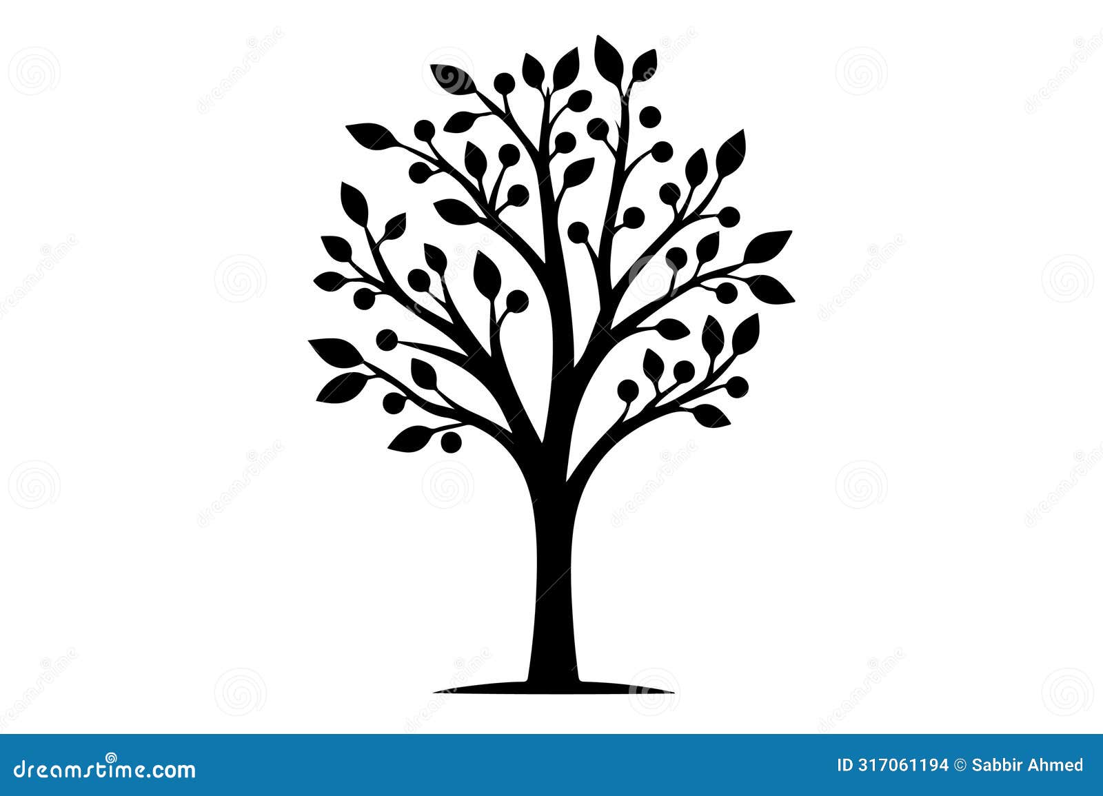Black and White Tree Vector, Black and White Tree Vector Illustration ...