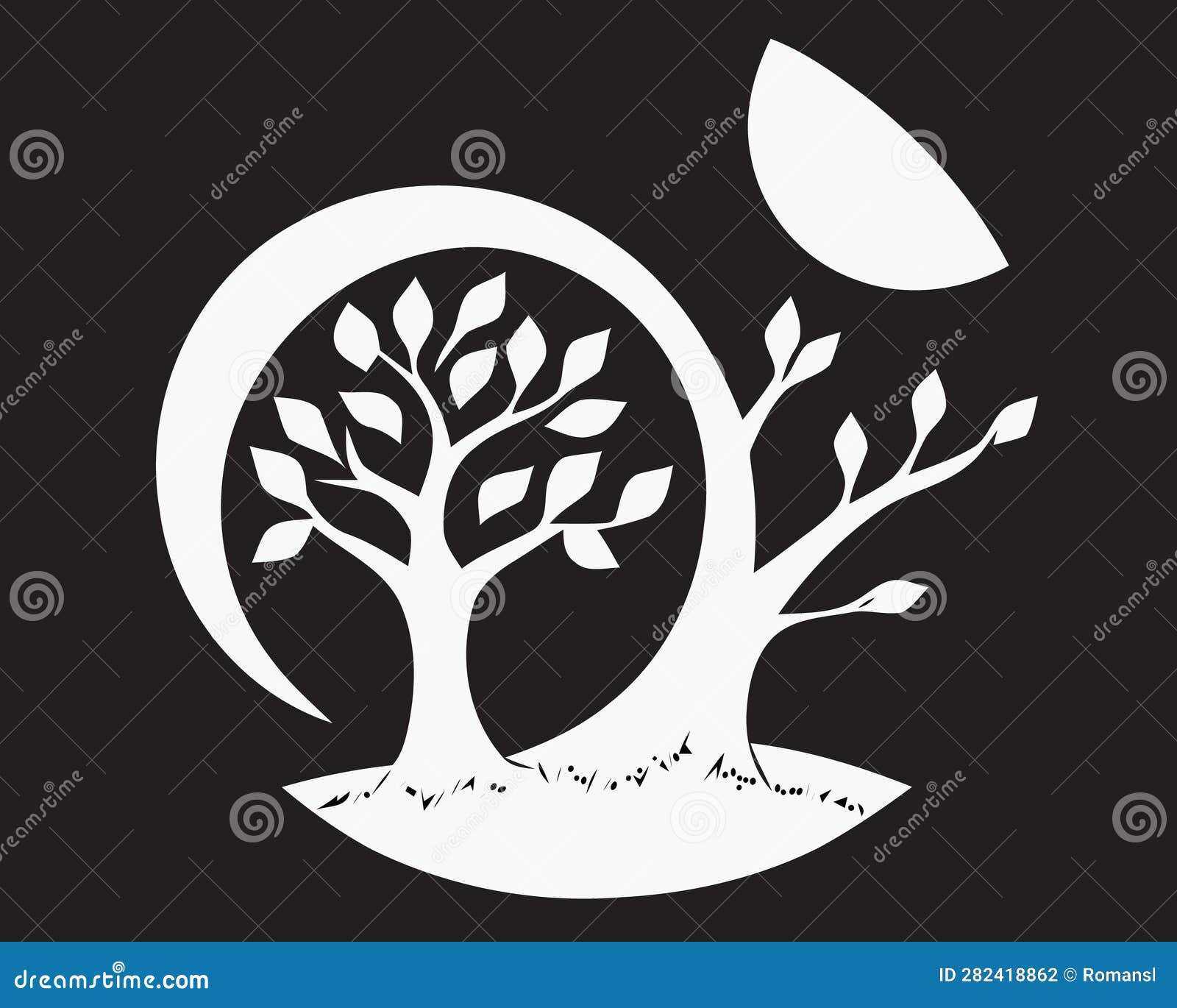Black and White Tree on the Yin Yang Symbol Stock Vector - Illustration ...