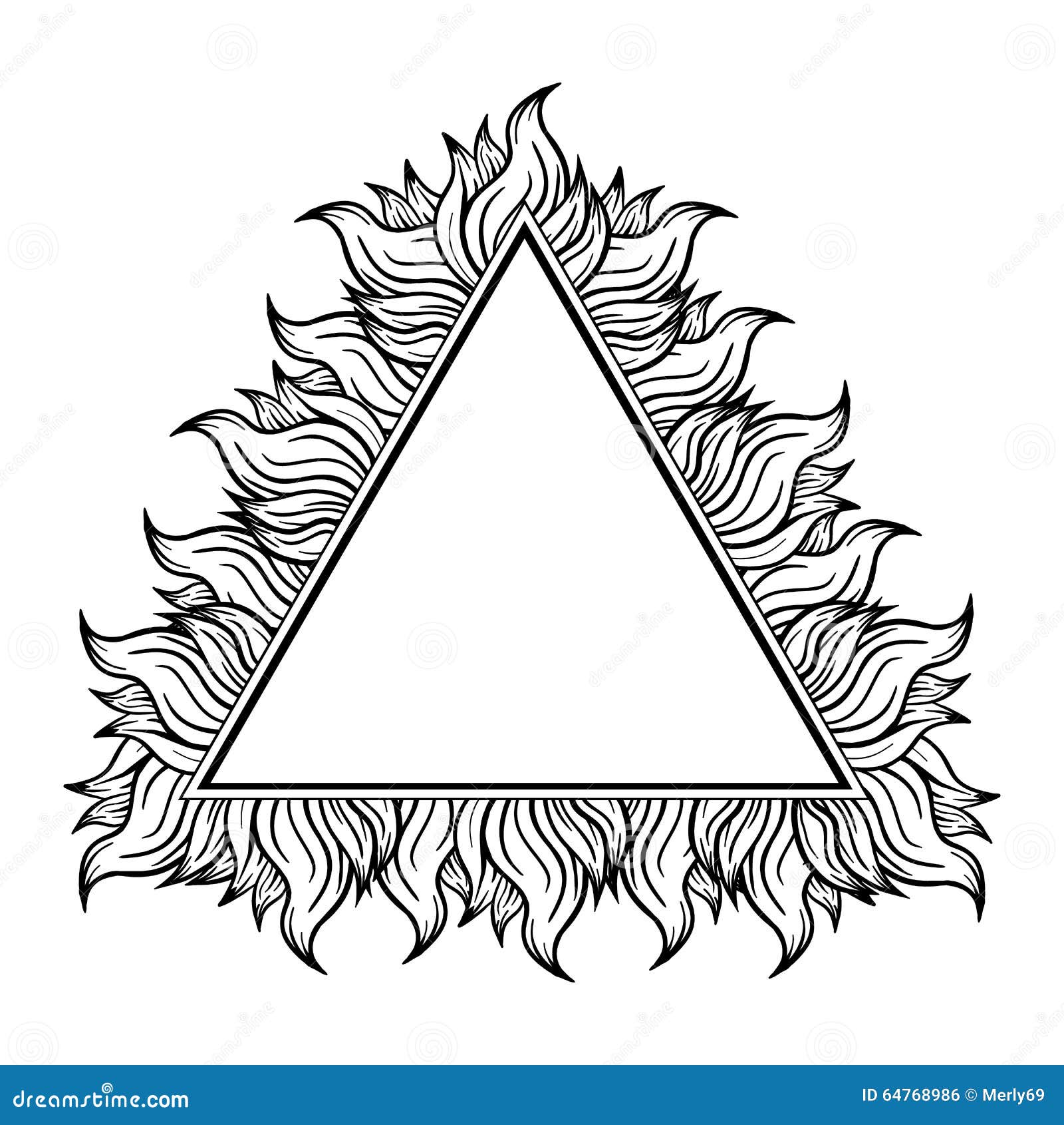 Black White Triangle Frame with Spurts of Flame. Vector Illustration ...