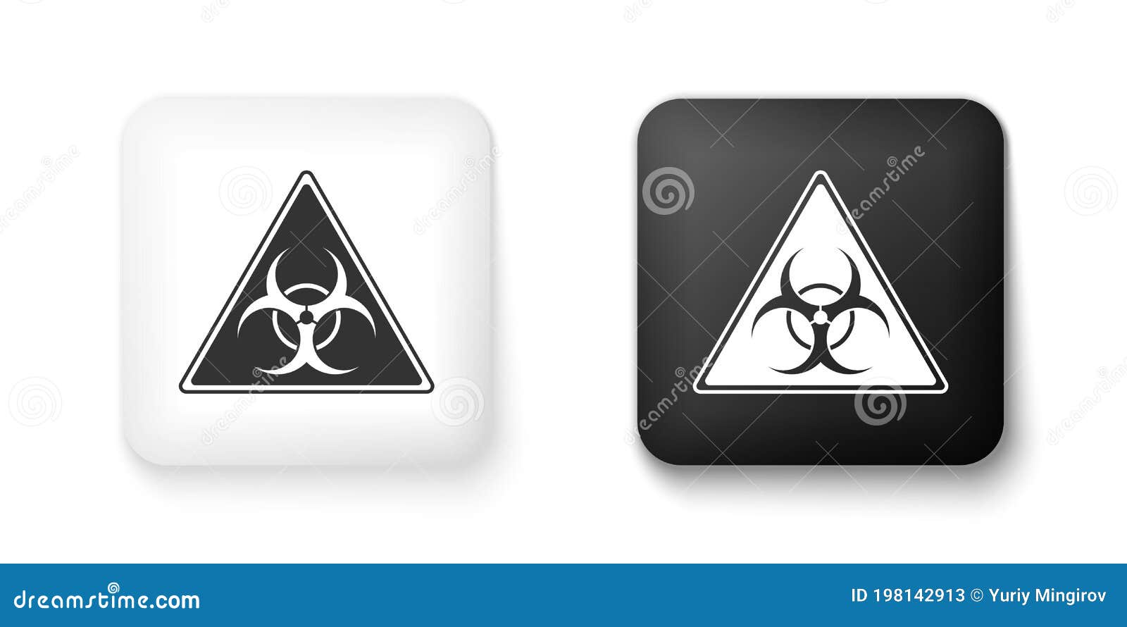 Black and White Triangle Sign with Biohazard Symbol Icon Isolated on ...