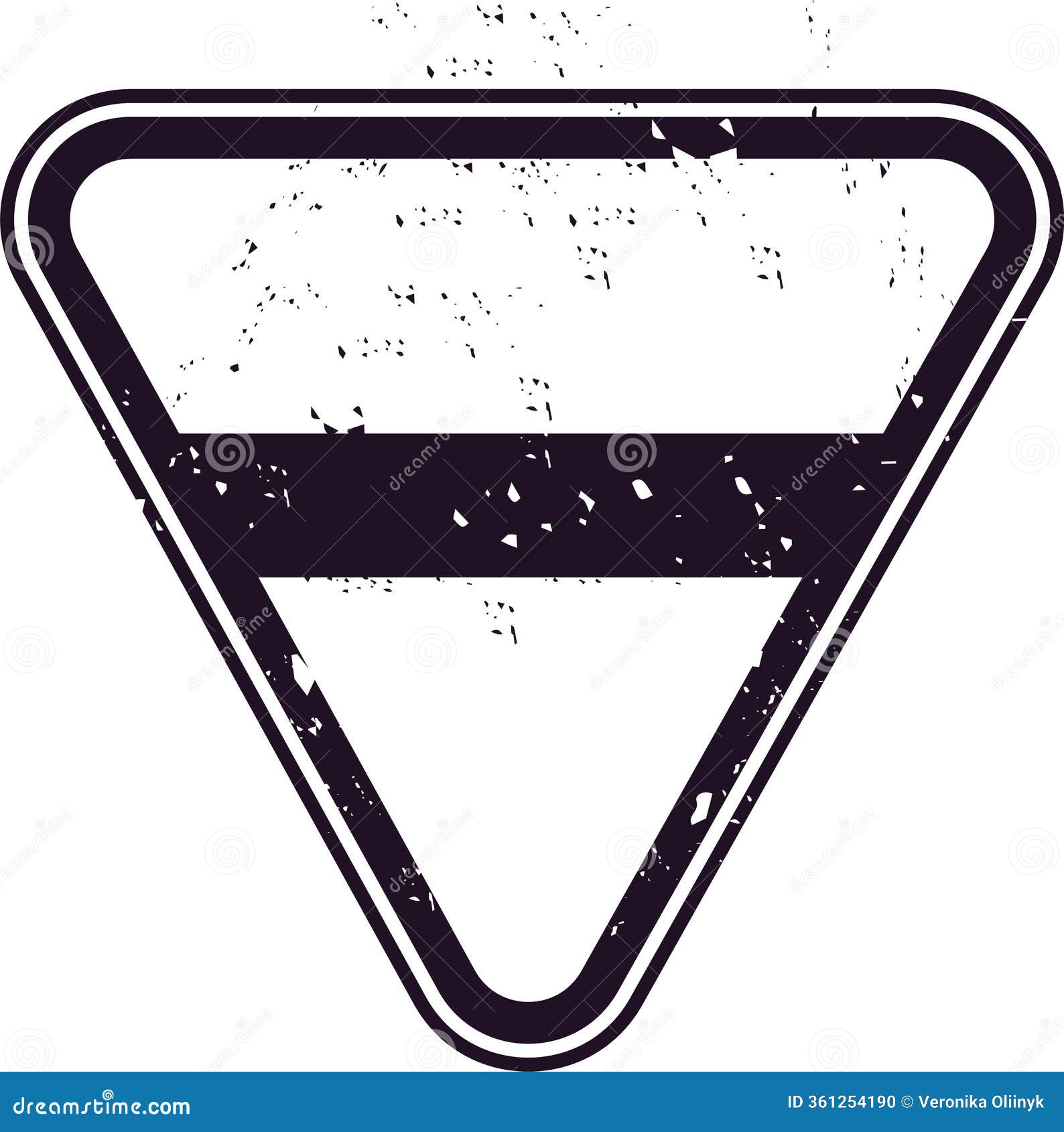 Black and White Triangular Yield Right of Way Road Sign with Grunge ...