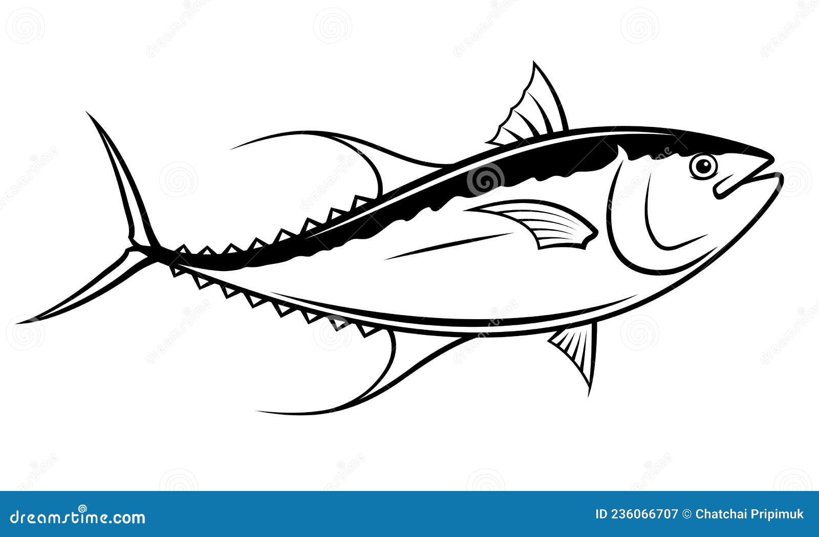 Black and White Tuna Painting, Vector Stock Vector - Illustration of ...
