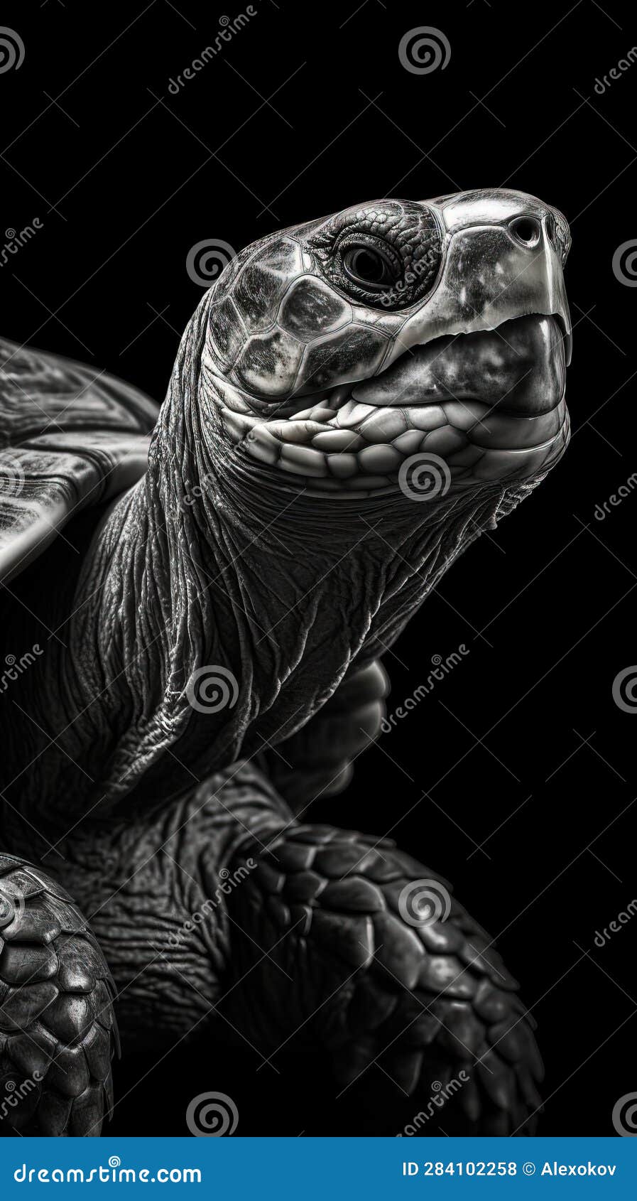 Black and White Turtle on Dark Background. Generative AI Stock ...