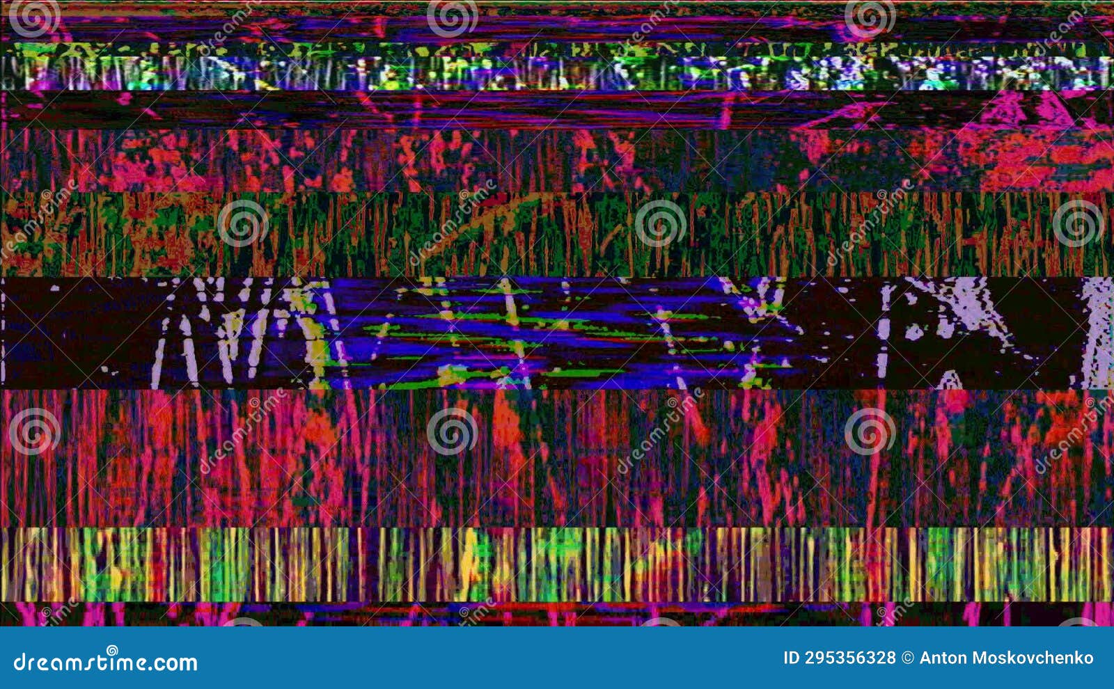 Black and White TV Screen Static with Digital Corruption and Broken ...