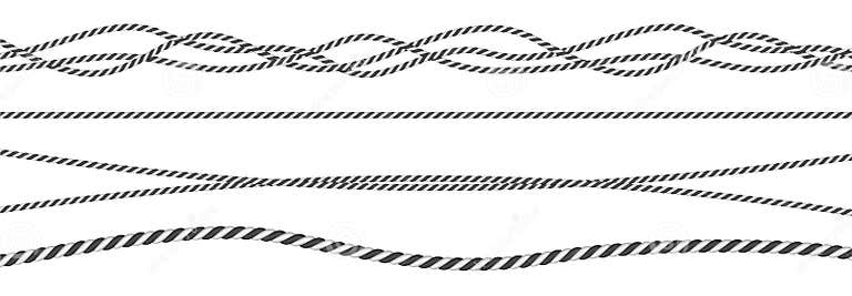 Black and White Twisted and Straight Rope Set. Modern Vector Design ...