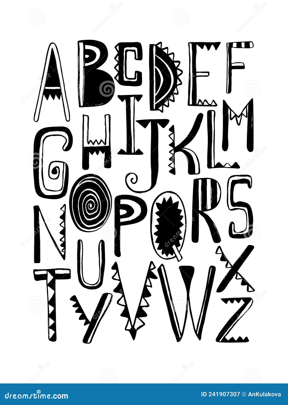 Black and White Unique Alphabet Stock Vector - Illustration of ...