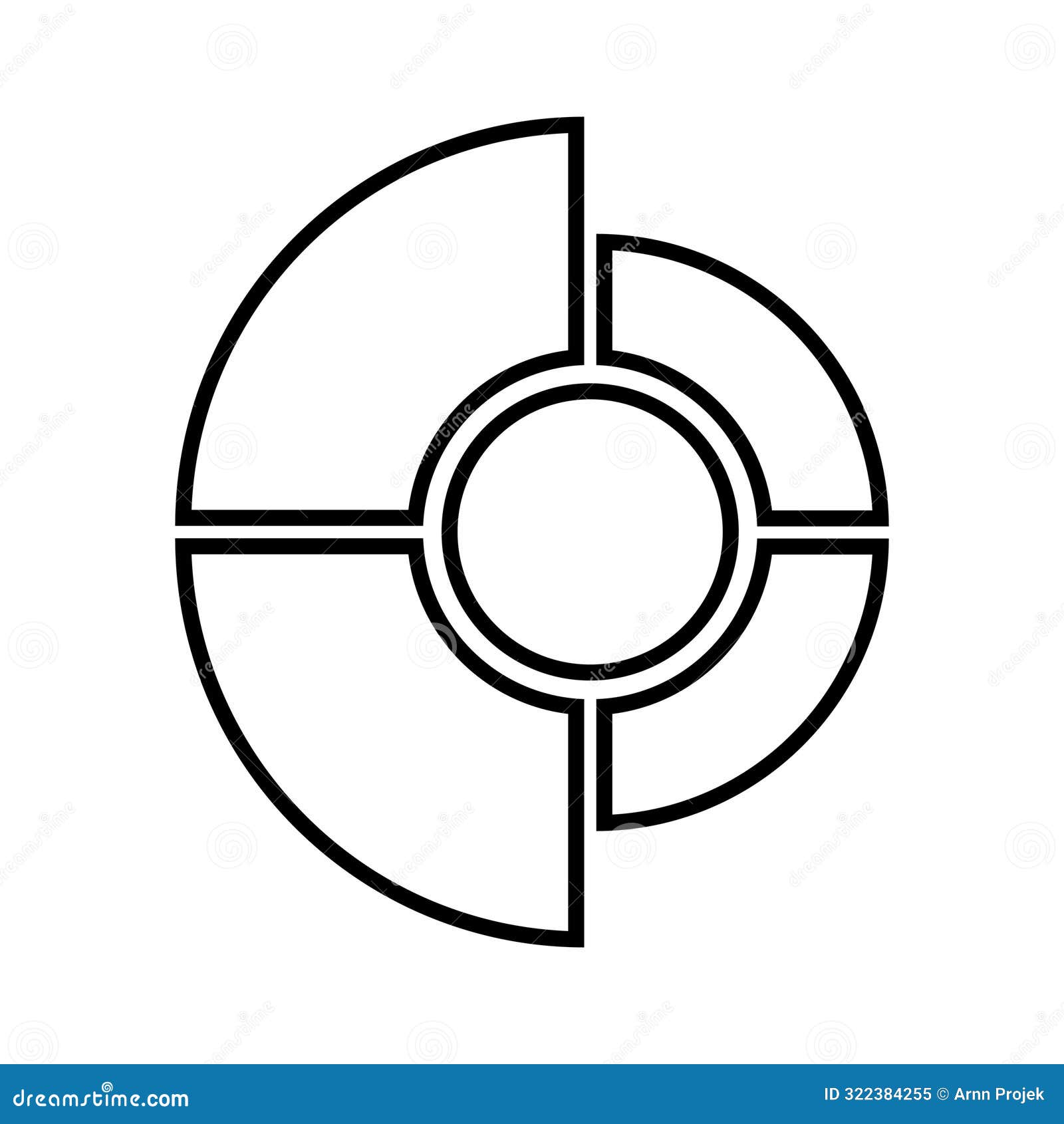 Black and White Unique Half Circle Diagram. Outline Design Style Stock ...