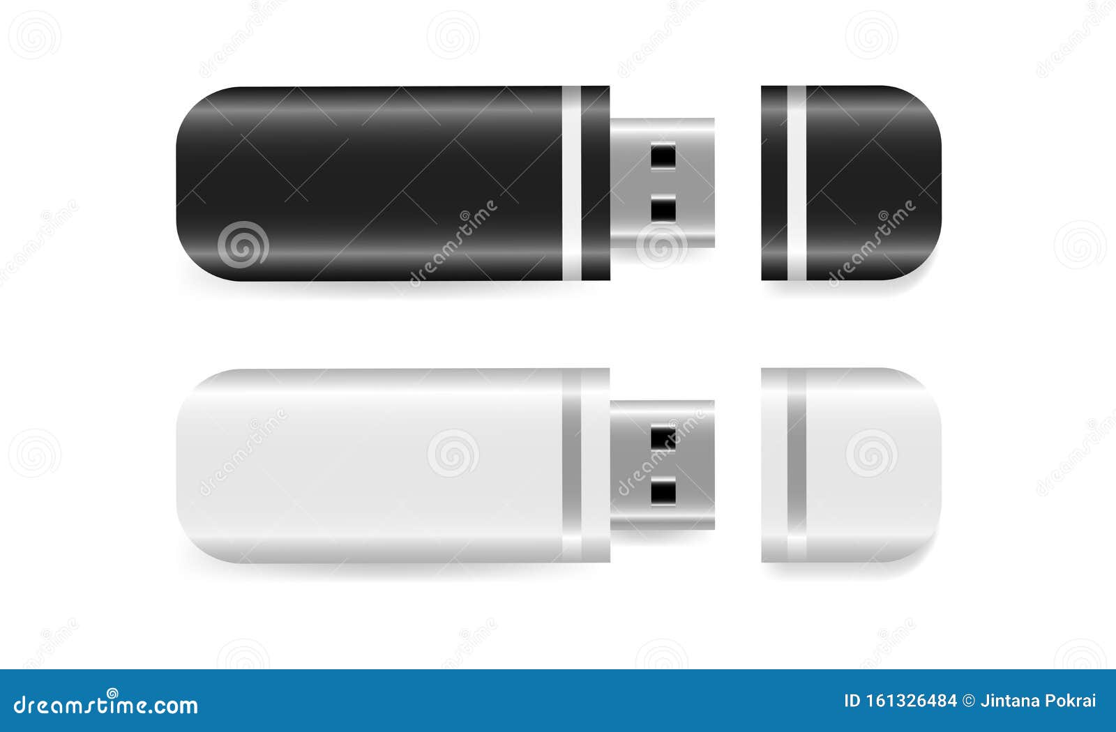 Black and White USB Flash Drive Isolated on White Background Stock ...